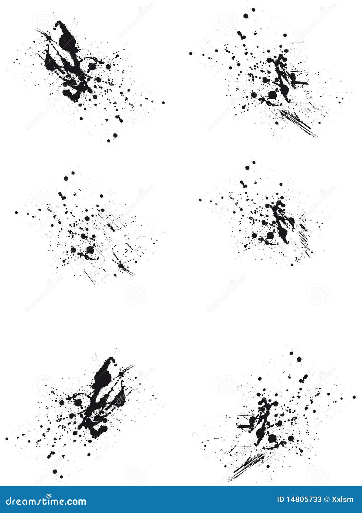 Black Paint Splash Set Over White Stock Vector - Illustration of messy ...