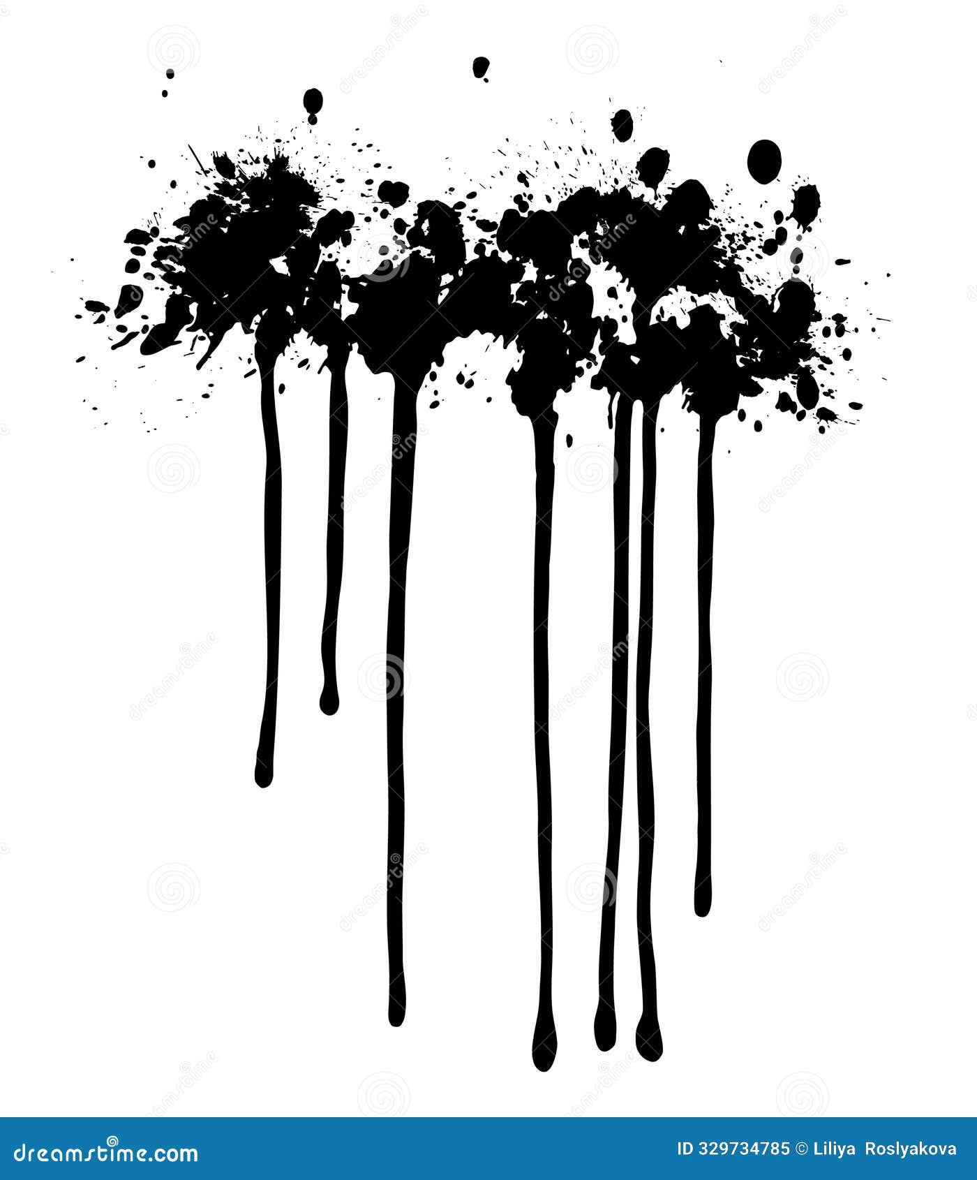 Black Paint Splashes and Dripping Drops. Drops of Black Paint on a ...
