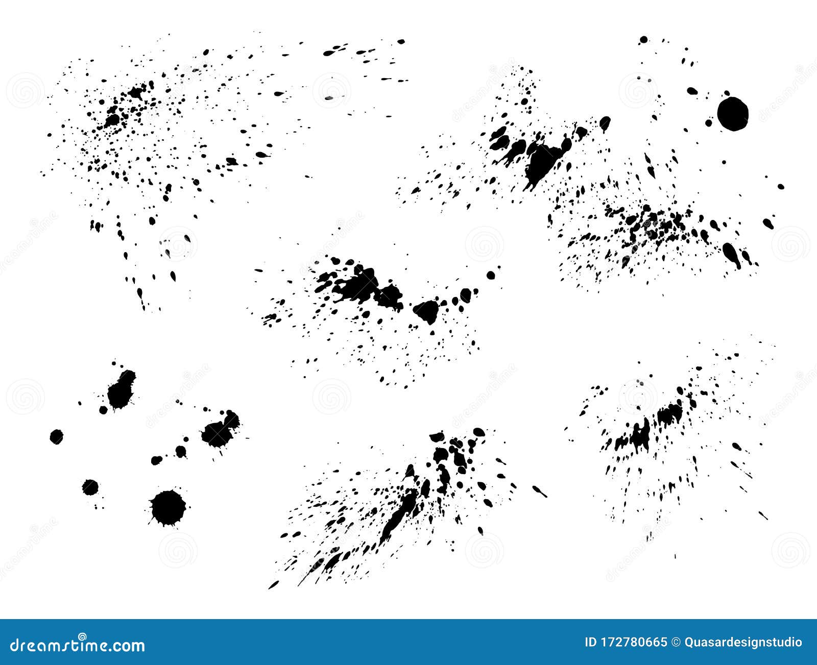 Black Paint Splatter Isolated. Vector Texture Set Stock Vector ...