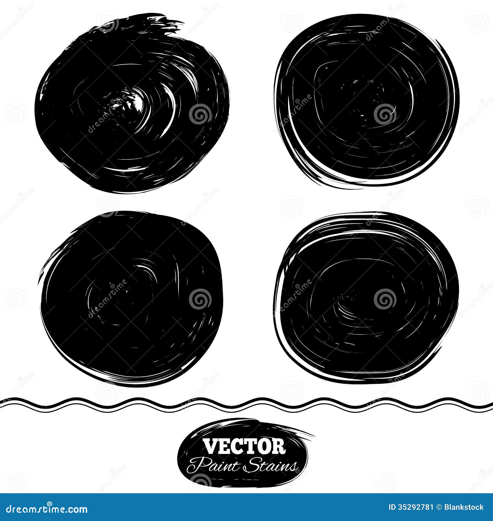 Black Paint Spots Set. Ink Brush Circle Set Stock Illustration ...
