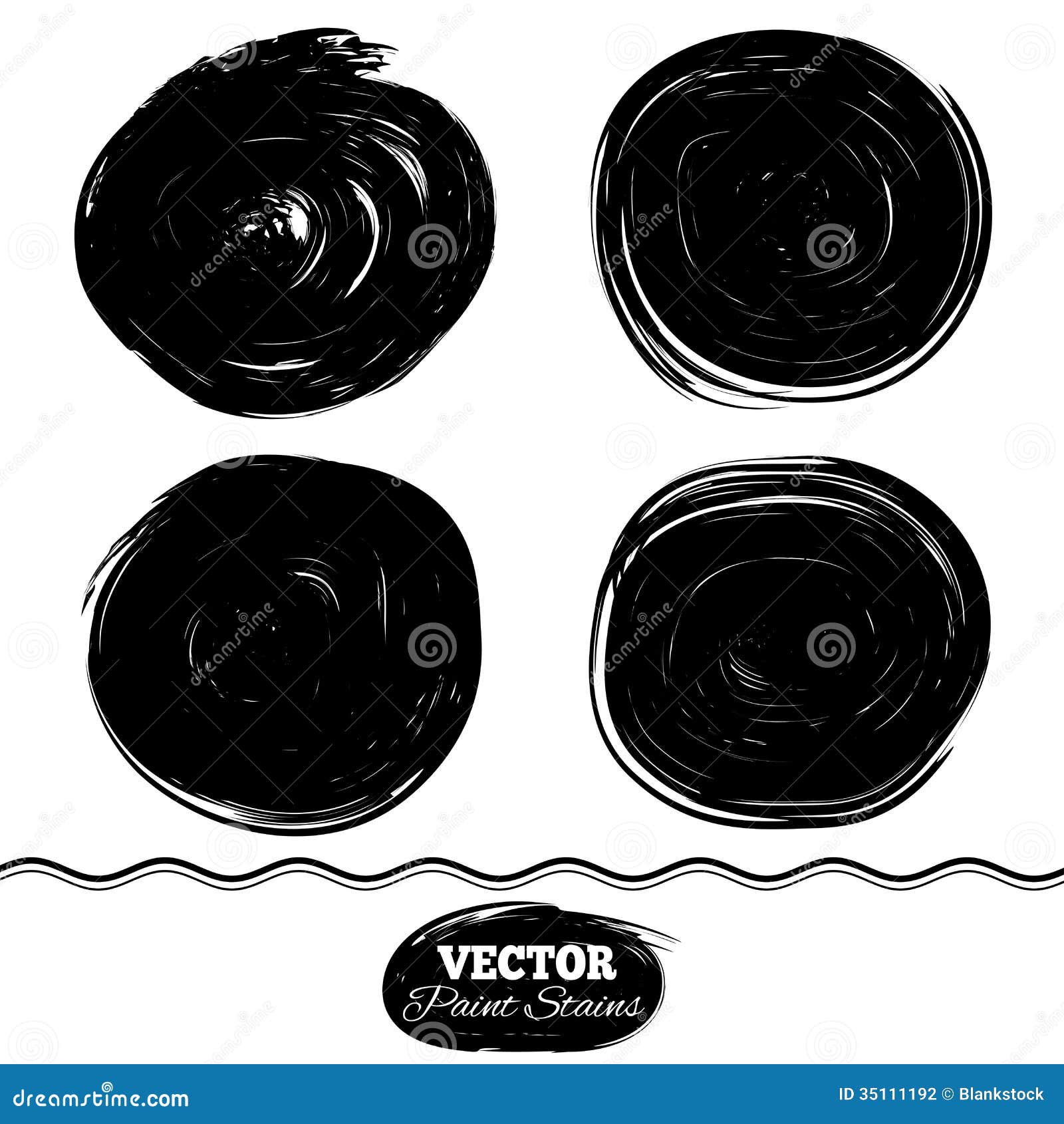 Black Paint Spots Vector Set. Ink Brush Circle Set Stock Vector ...