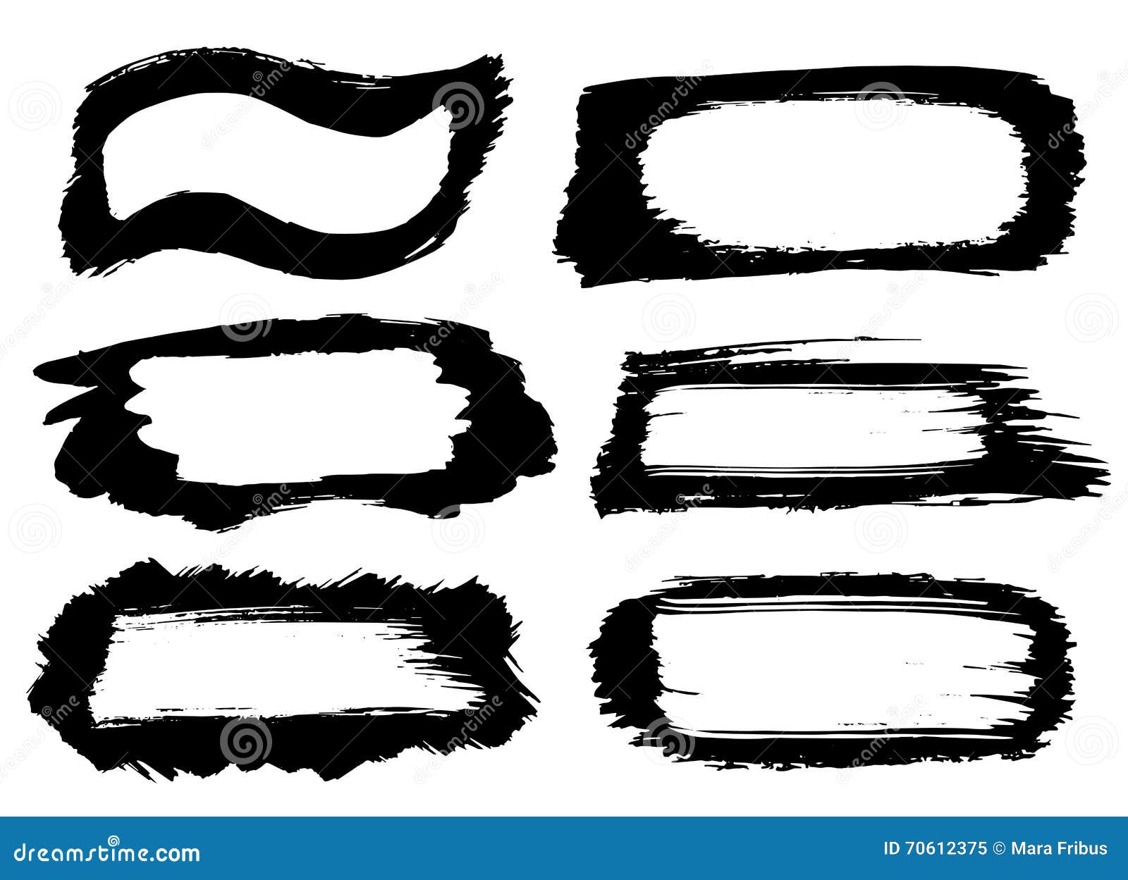 Black paint stroke frames stock vector. Illustration of graphic - 70612375