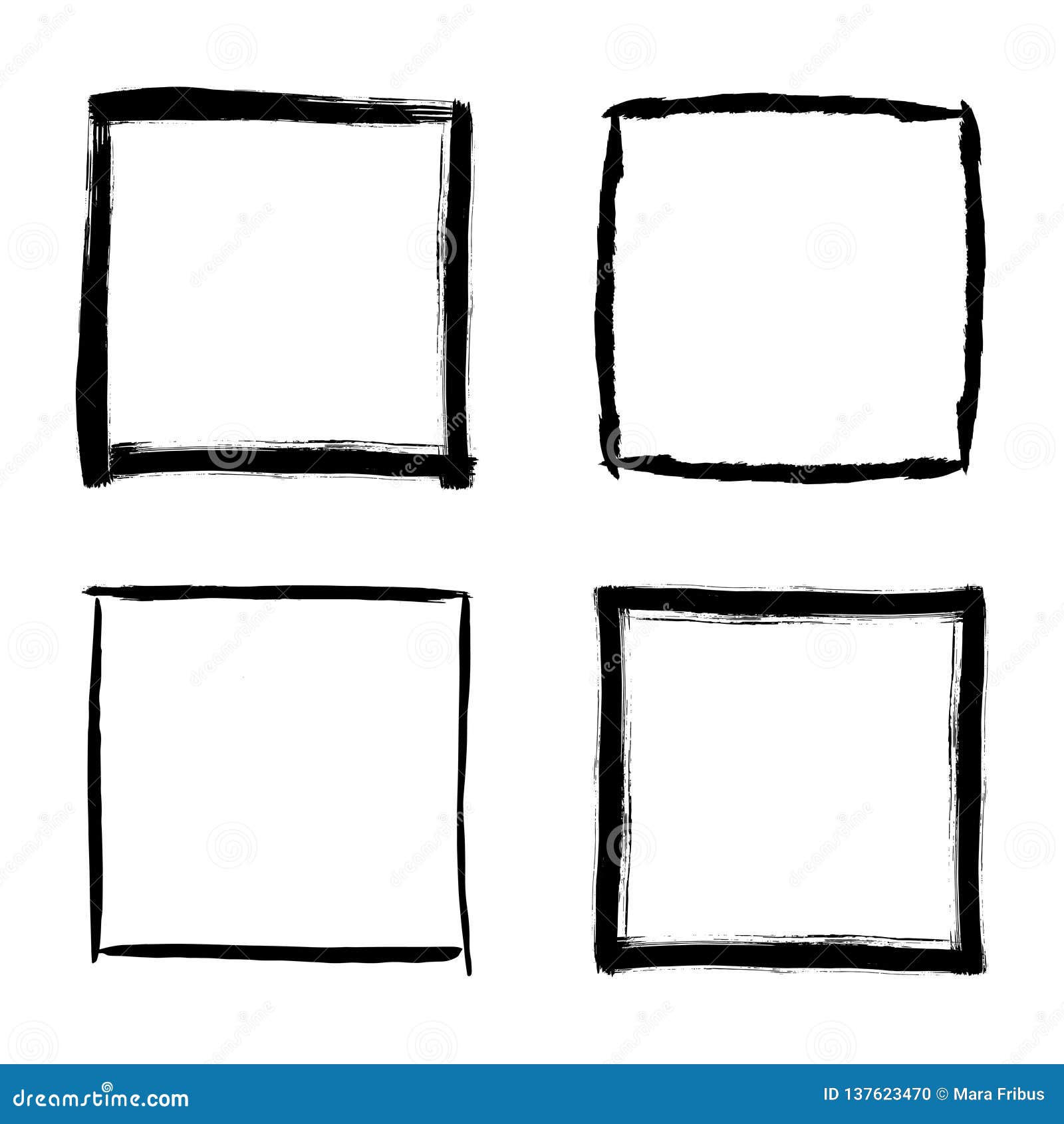 Black Paint Stroke Square Frames Stock Vector - Illustration of painted ...