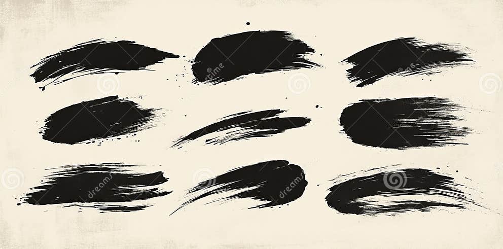 Black Painted Marks and Textures Set on a Pale Background, Ideal for ...