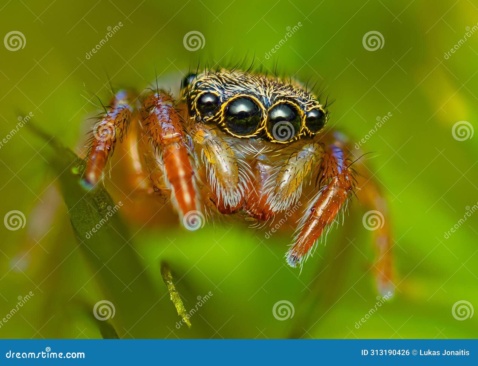 Black-palped Jumping Spider - Pseudeuophrys Erratica Stock Photo ...