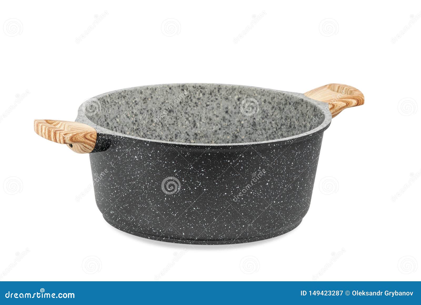 Black Pan with Two Handles on White Stock Image - Image of ceramic ...