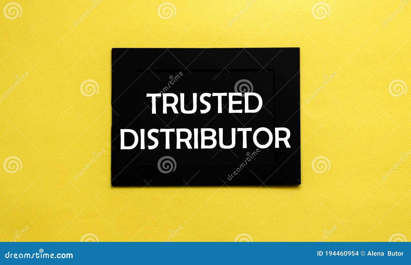 Black Pancel Write a Text Trusted Distributor on the Yellow Stock Photo ...