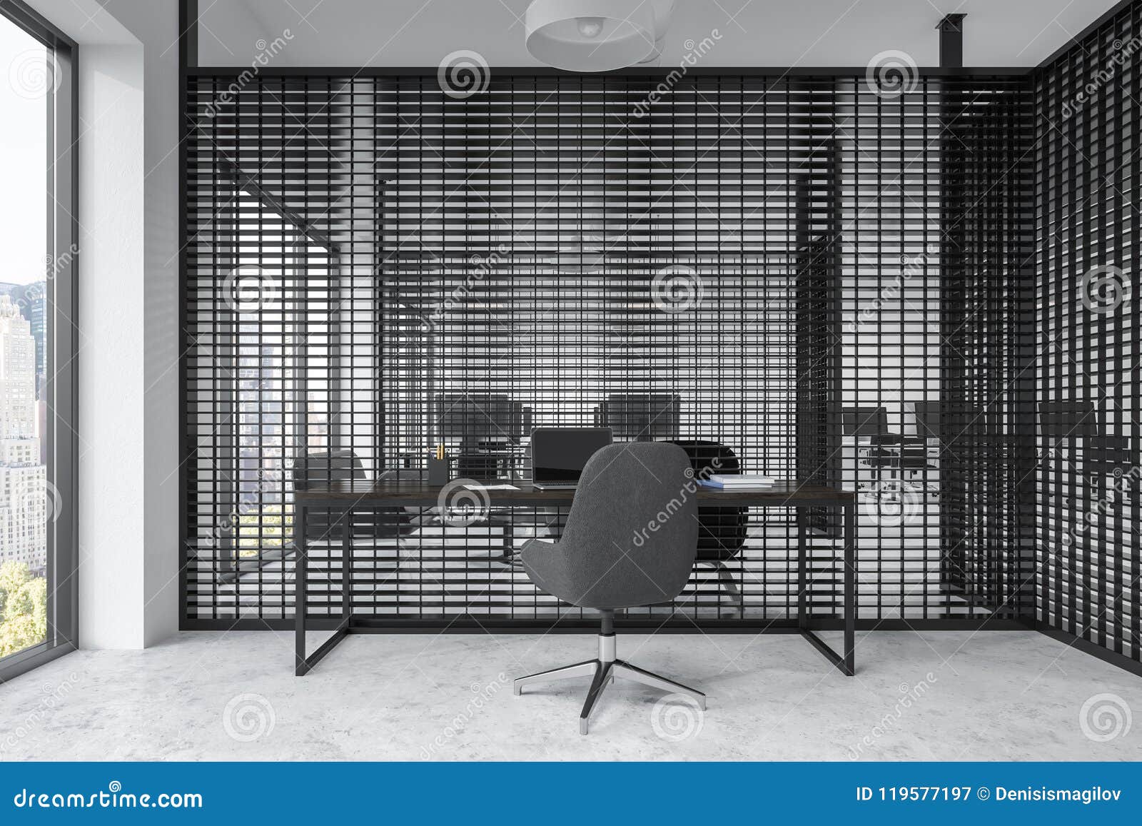 Black Panoramic Office Cubicles, Front View Stock Illustration ...