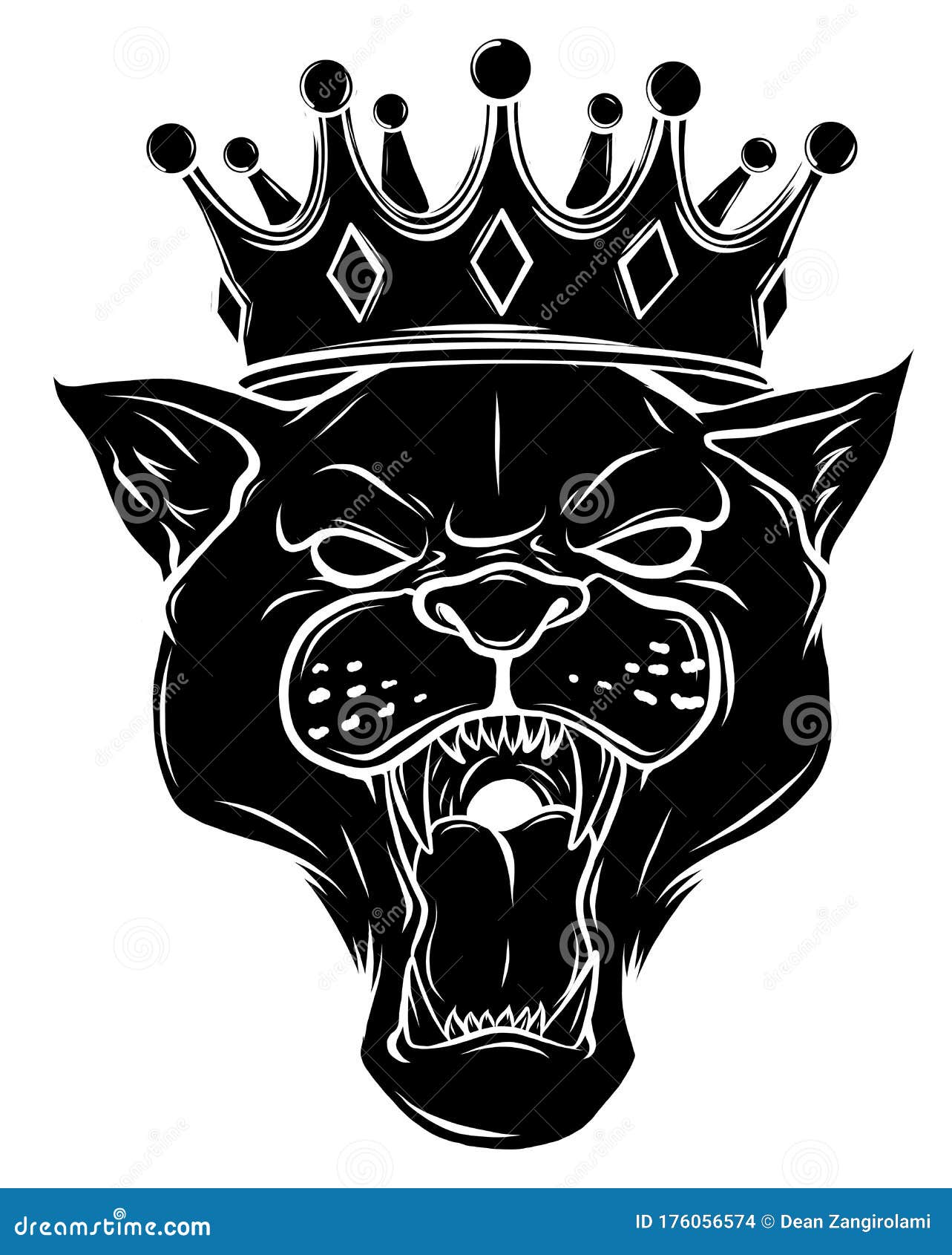 Panther And Crown Sitting On The Trunk With Colors And Pop Art ...