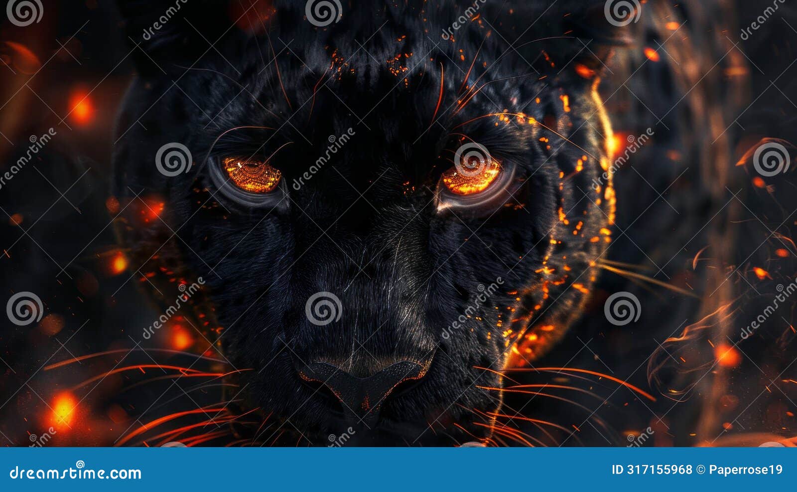 Black Panther with Eyes of Fire Concept Stock Illustration ...