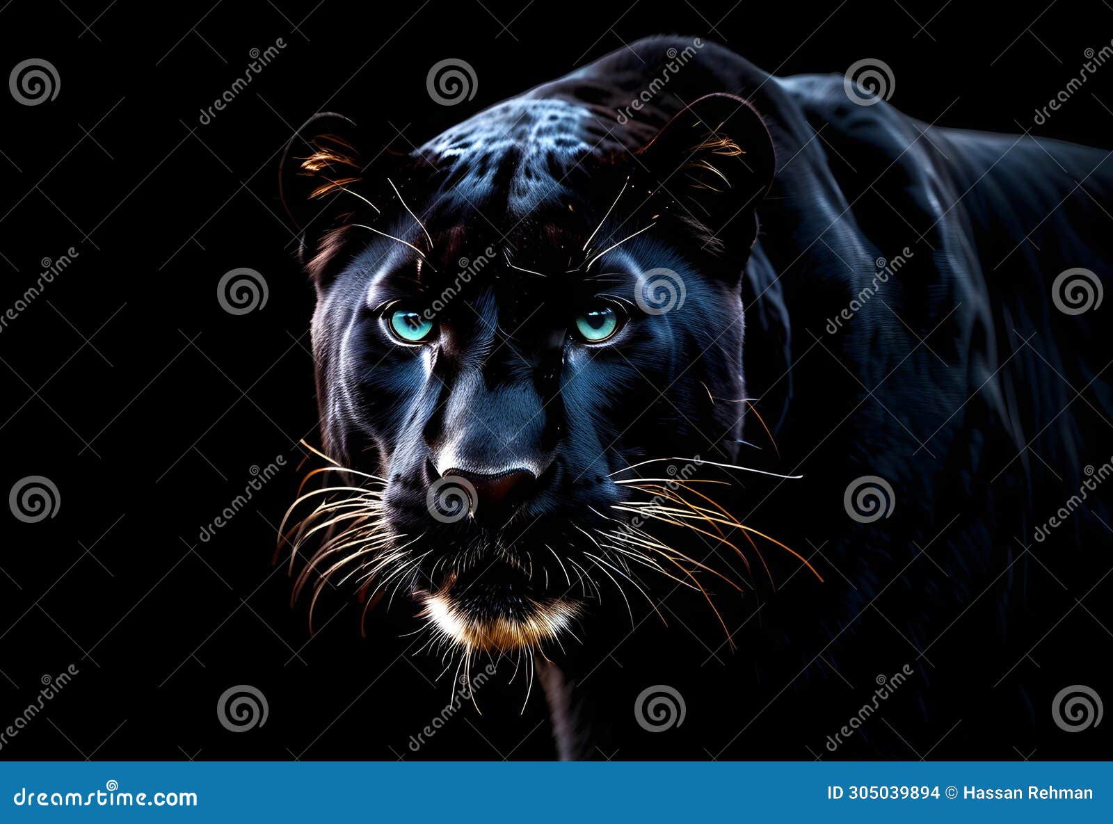 Black Panther Face on Black Background Stock Illustration ...