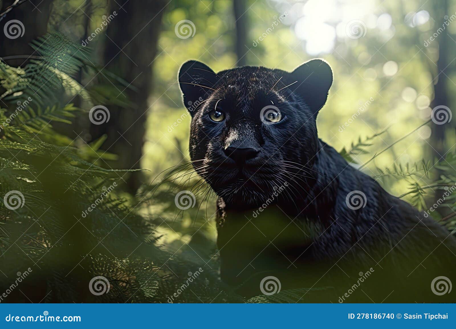 Black Panther in the Forest Stock Illustration - Illustration of jaguar ...