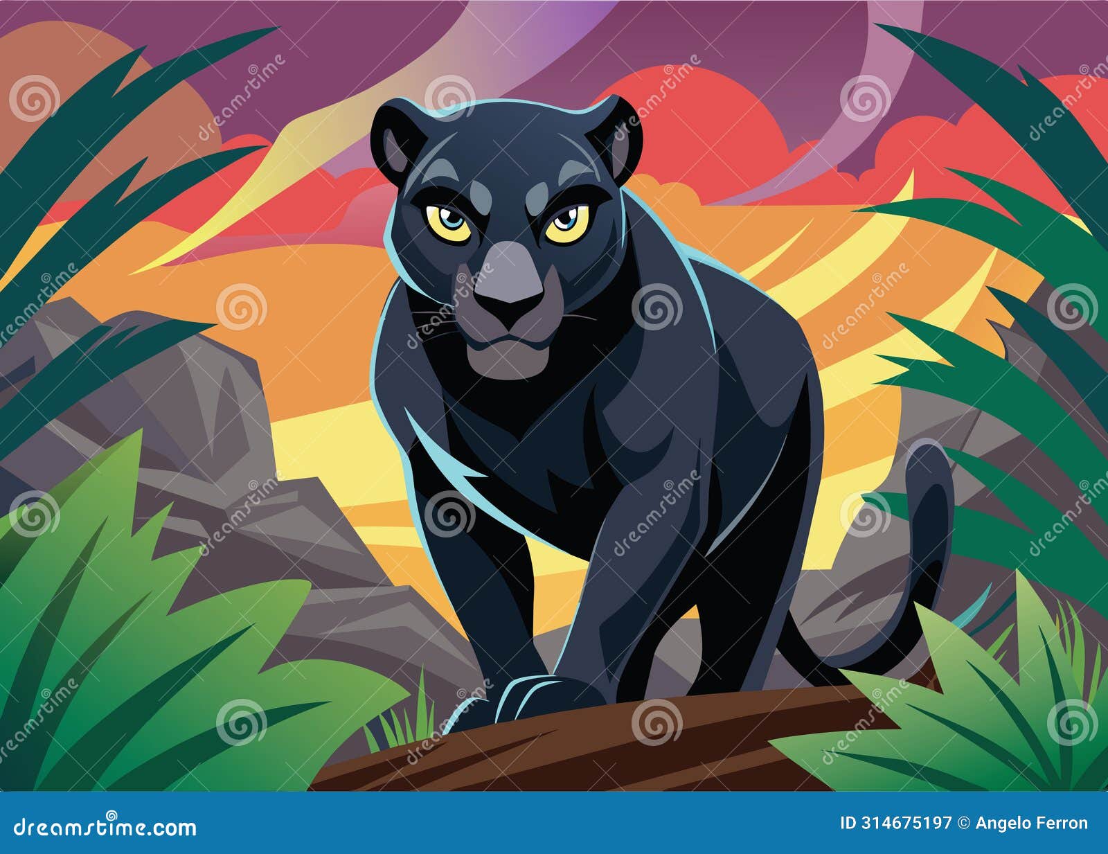 Black Panther in Its Natural Environment- Stock Vector - Illustration ...