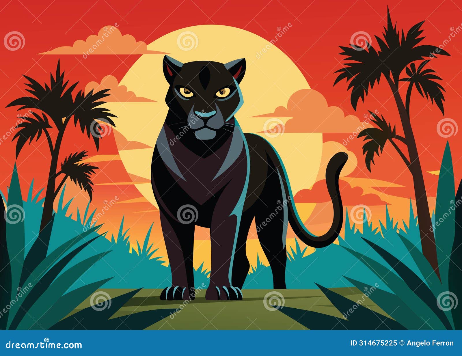 Black Panther in Its Natural Environment- Stock Vector - Illustration ...
