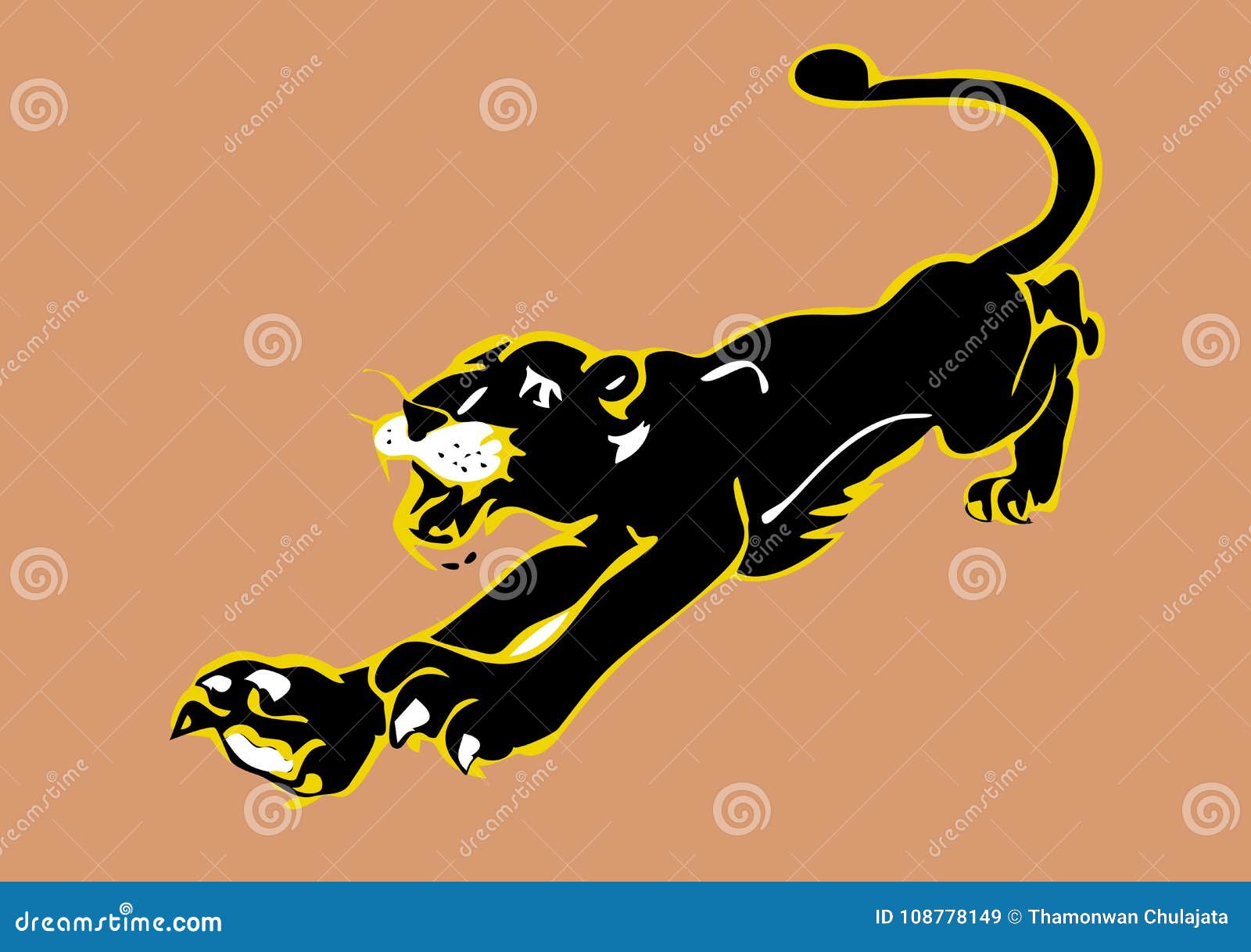 Leaping Black Panther Cartoon Vector | CartoonDealer.com #23451307
