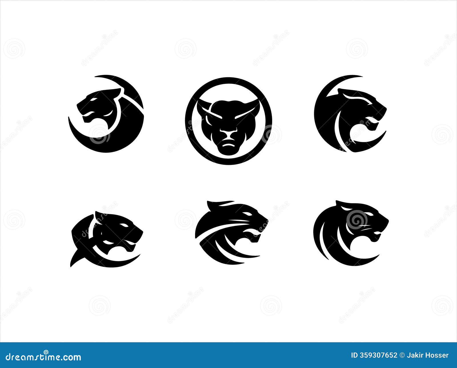 Black Panther Logo Set Vector Illustration | CartoonDealer.com #359307652