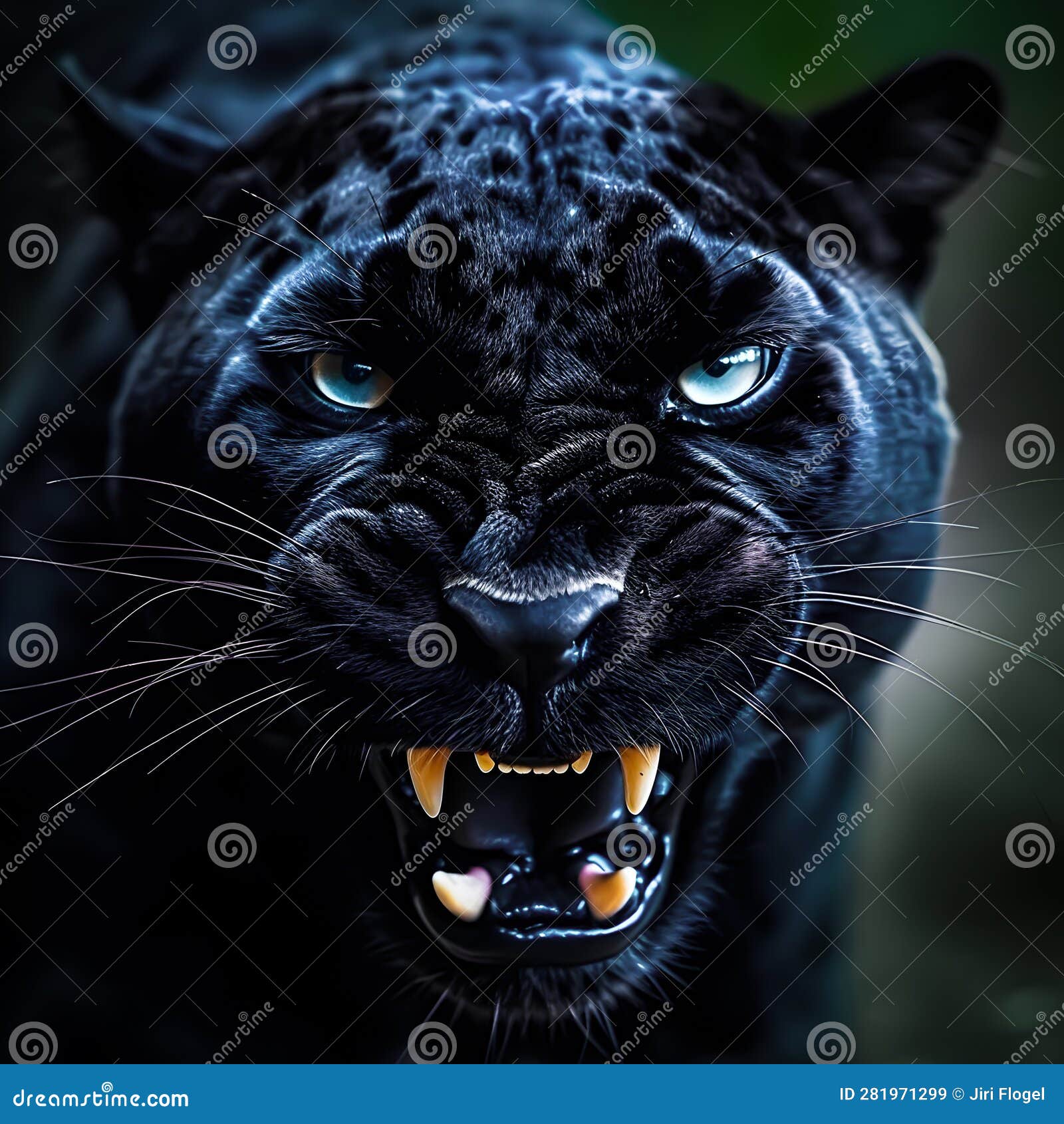 Angry Black Panther in Forest - Front View - AI Generated Stock ...