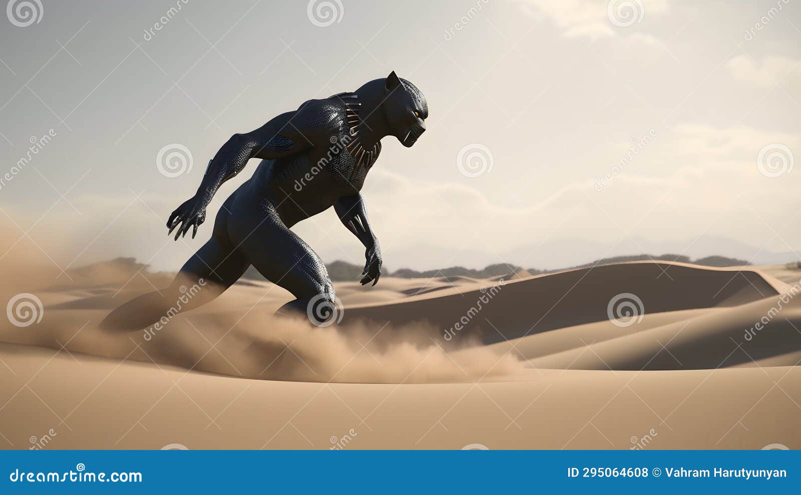Black Panther Man Running with Sands Stock Illustration - Illustration ...