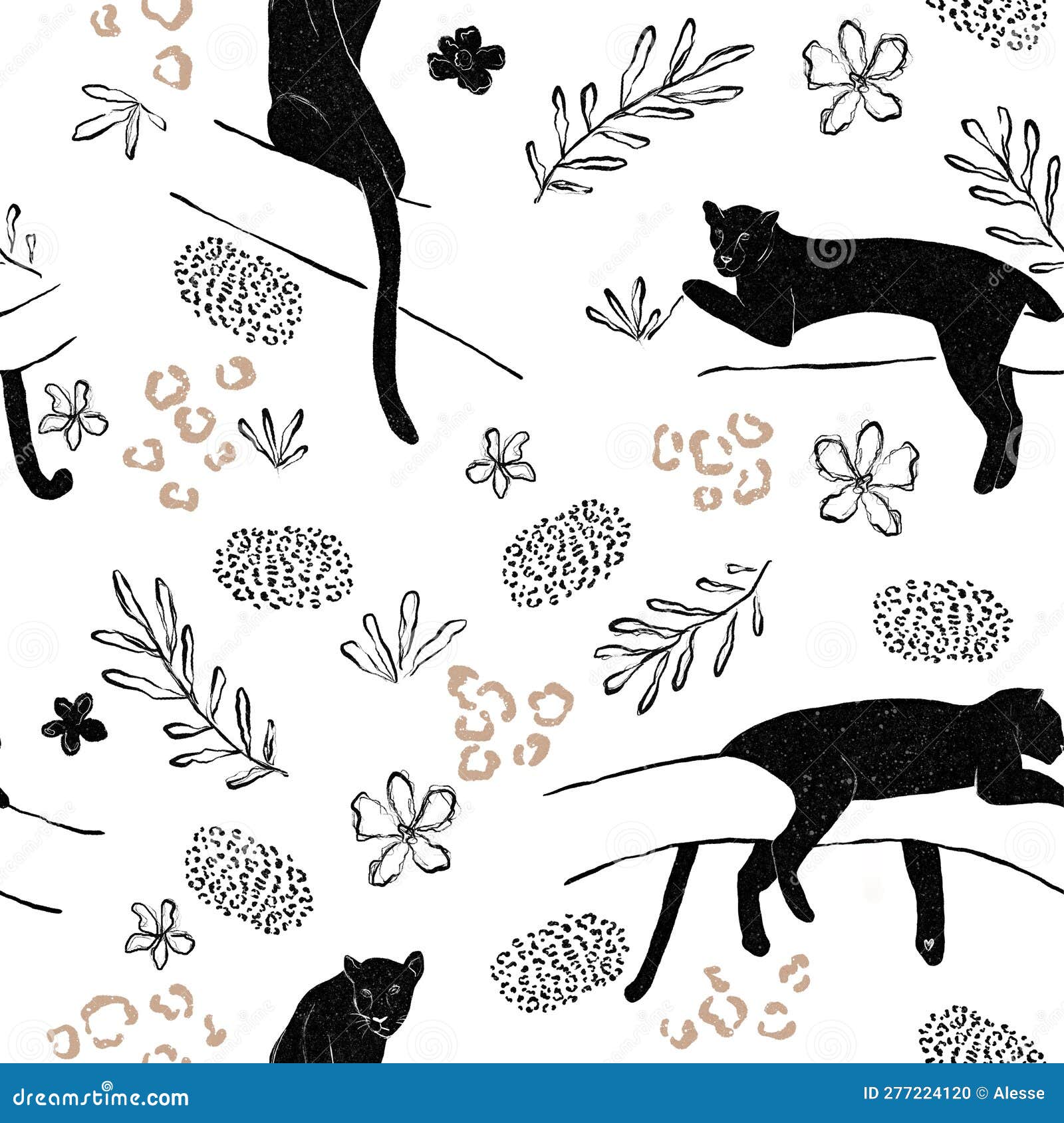 Black Panther Seamless Pattern Stock Illustration - Illustration of ...