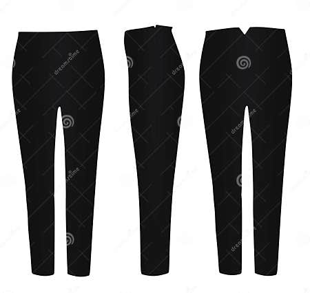 Black Pants, Front, Back and Side View Stock Vector - Illustration of ...