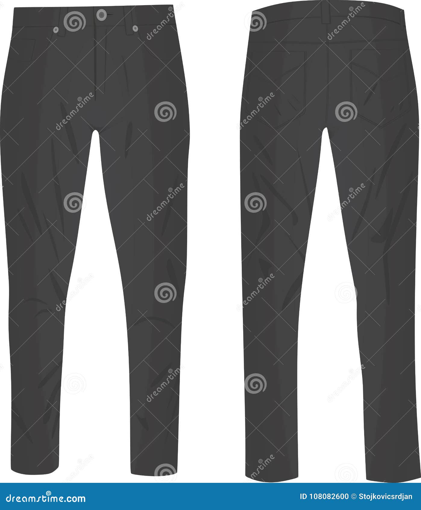 Black Pants Front and Back View Stock Vector - Illustration of pants ...