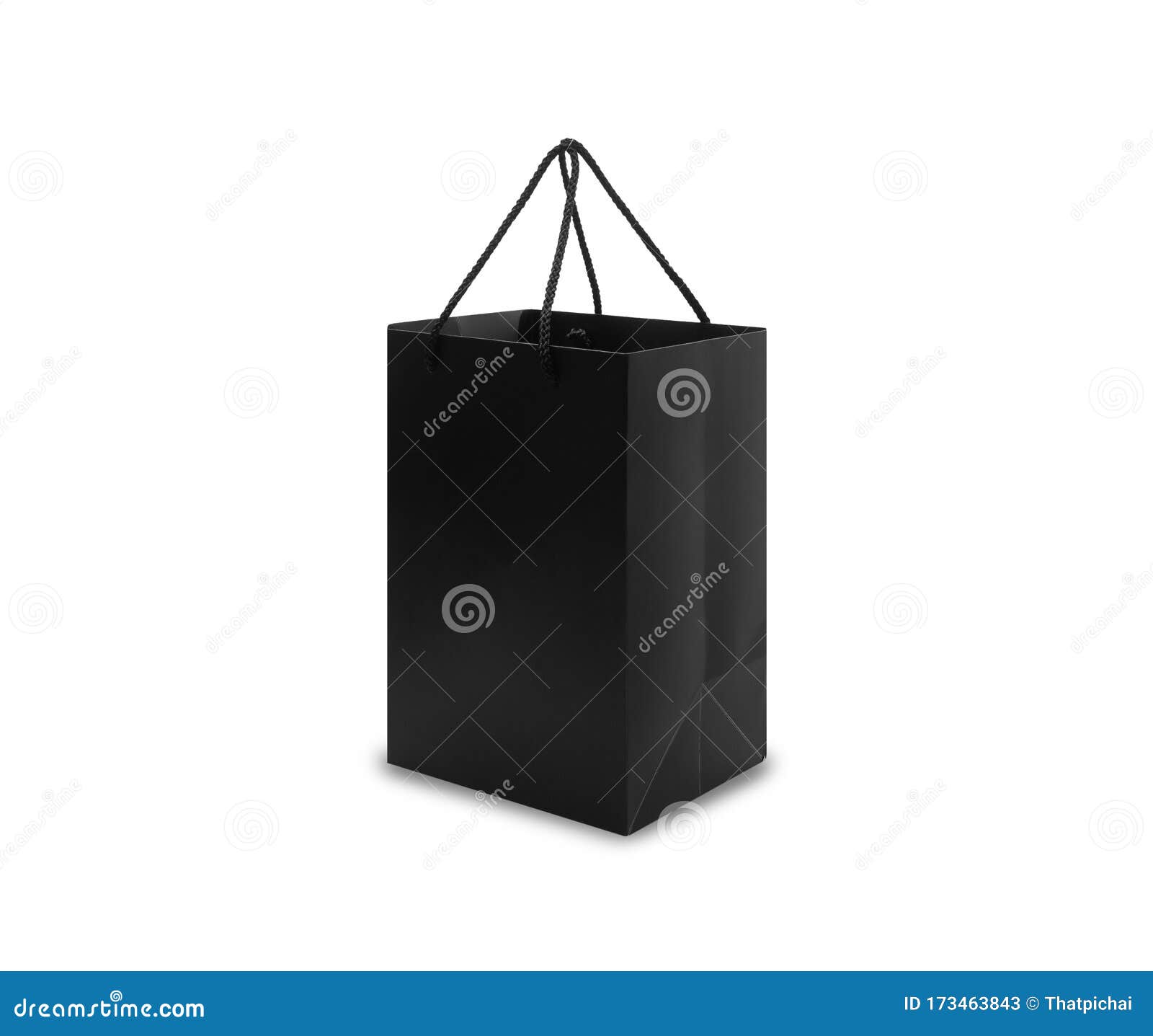 Black Paper Bag with Handles in Side View Isolated on White Background ...