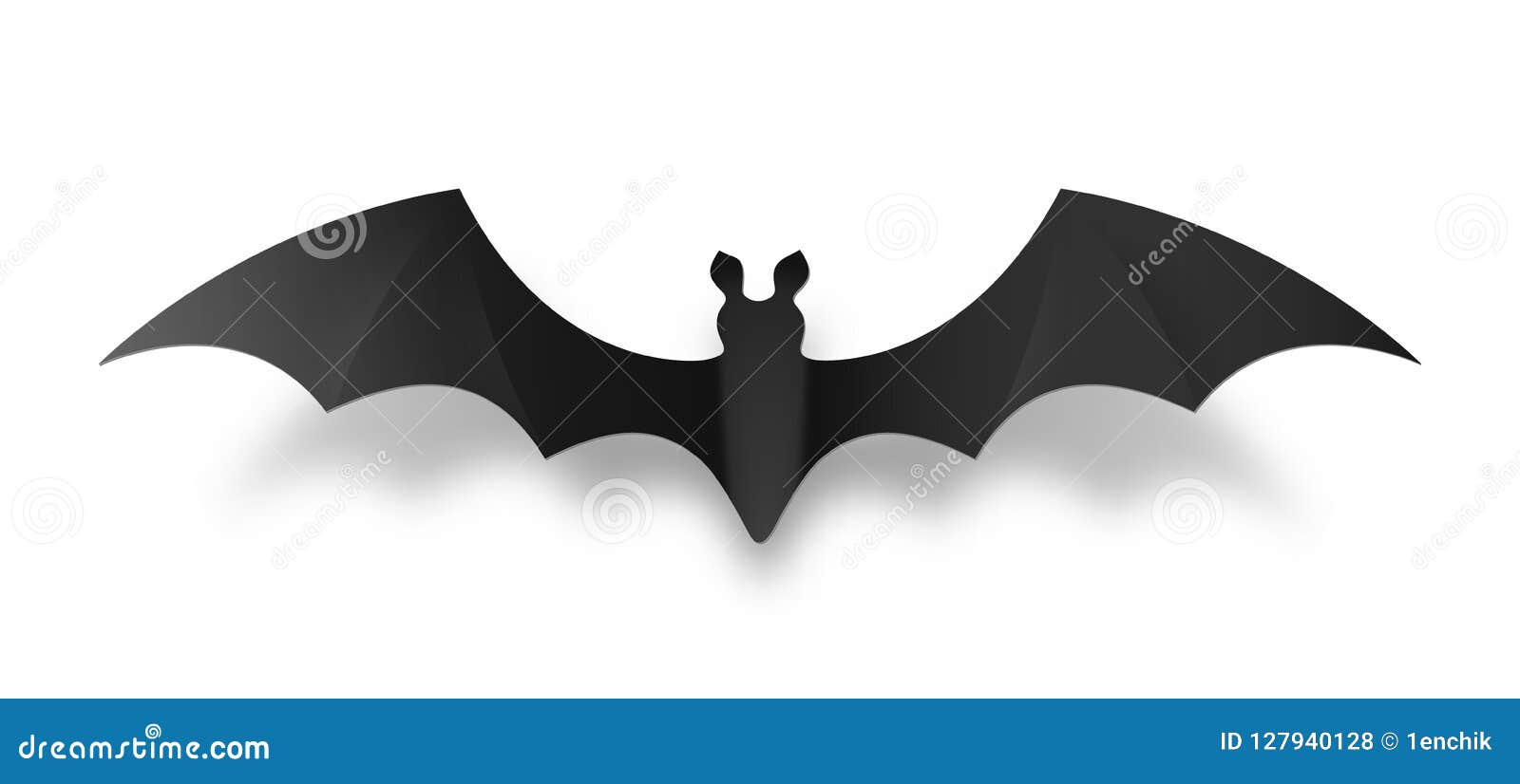 Black Paper Bat With Shadow. Halloween Vector Element Isolated On White ...
