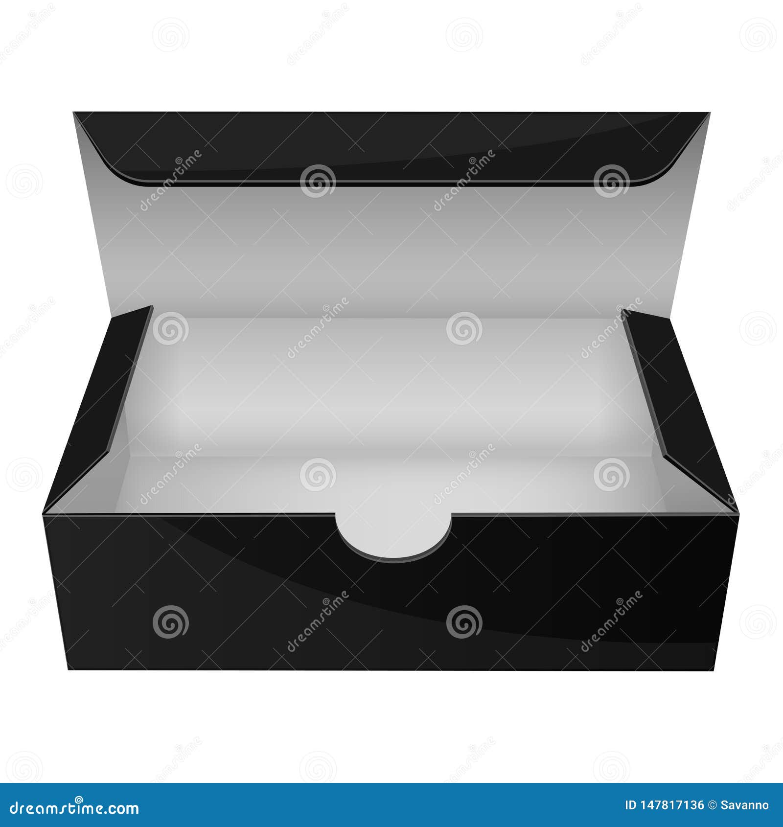 Black Paper Box. Open Empty Packaging Stock Vector - Illustration of ...