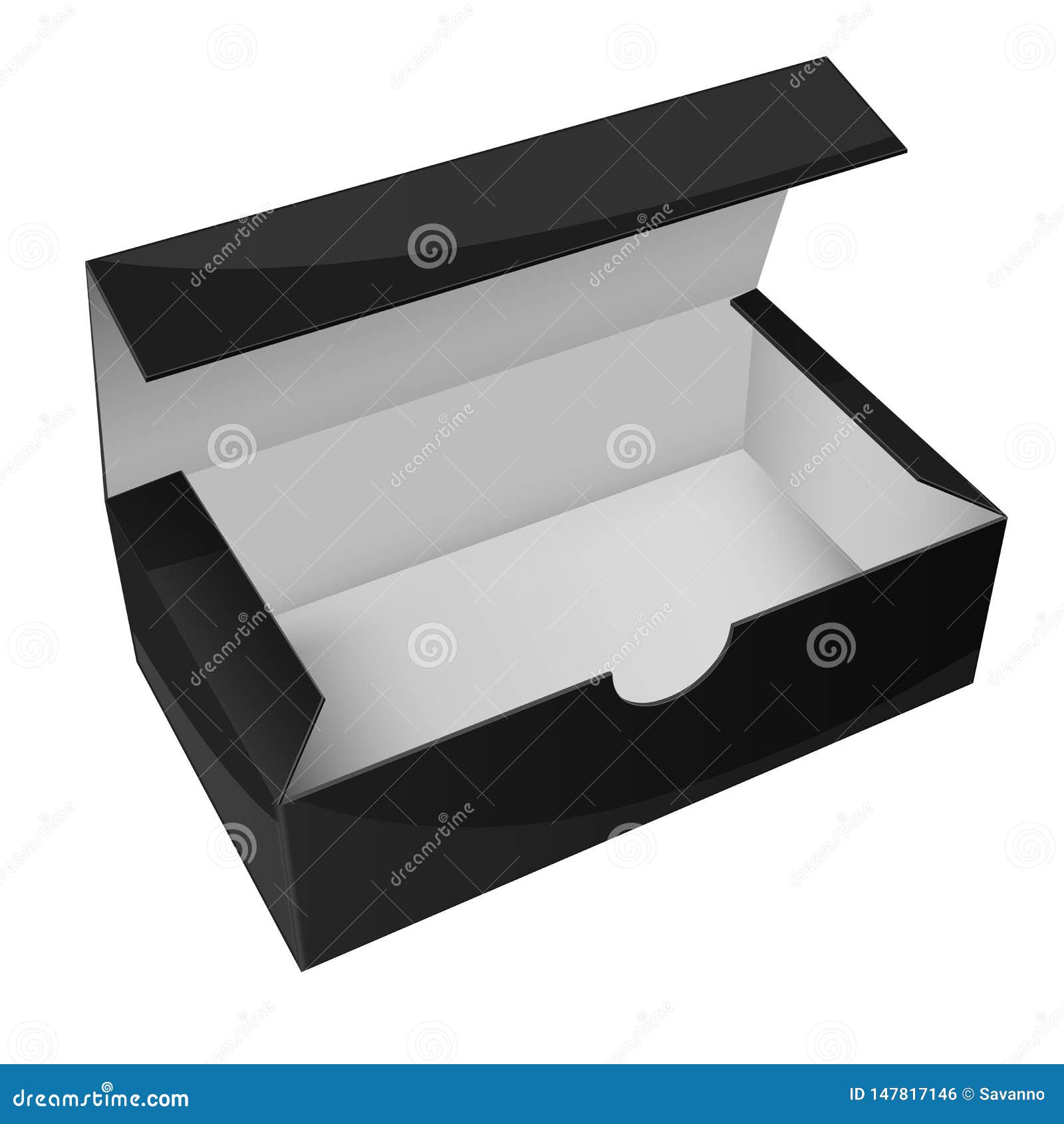 Black Paper Box. Open Empty Packaging Stock Vector - Illustration of ...