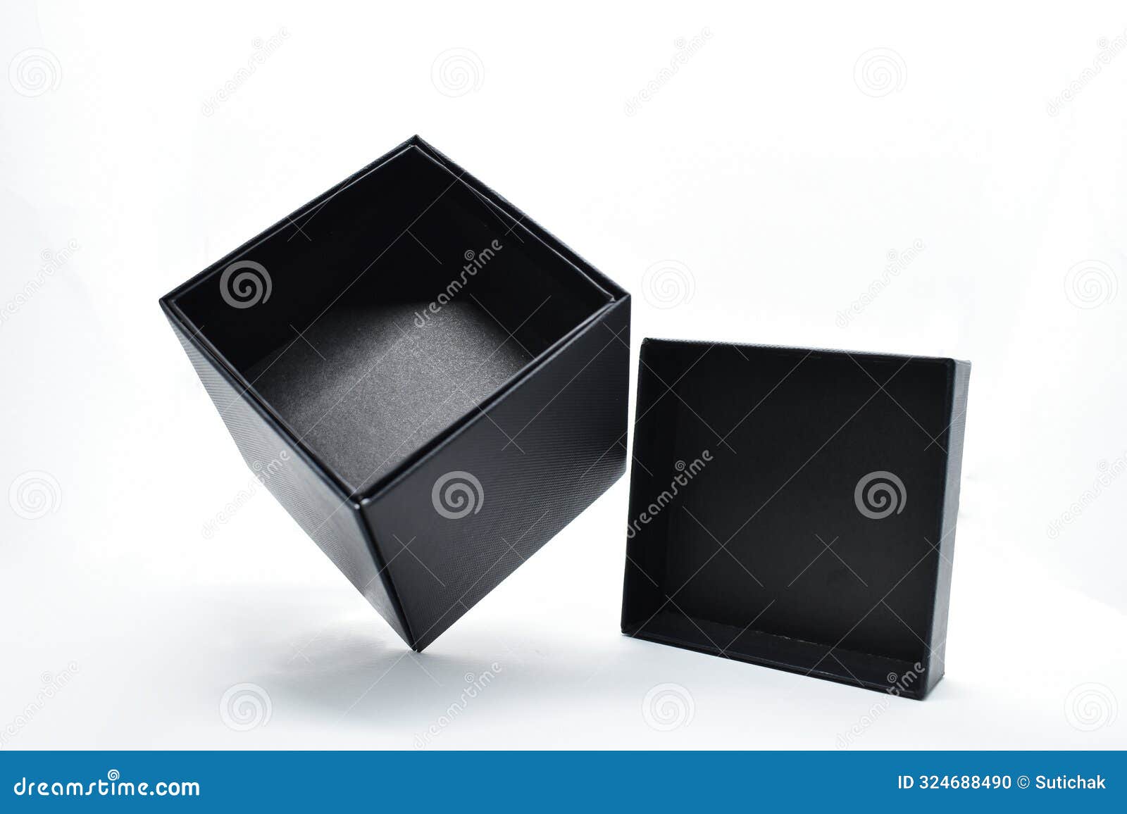 Black Paper Box on White Background, Packaging Industry Stock Photo ...