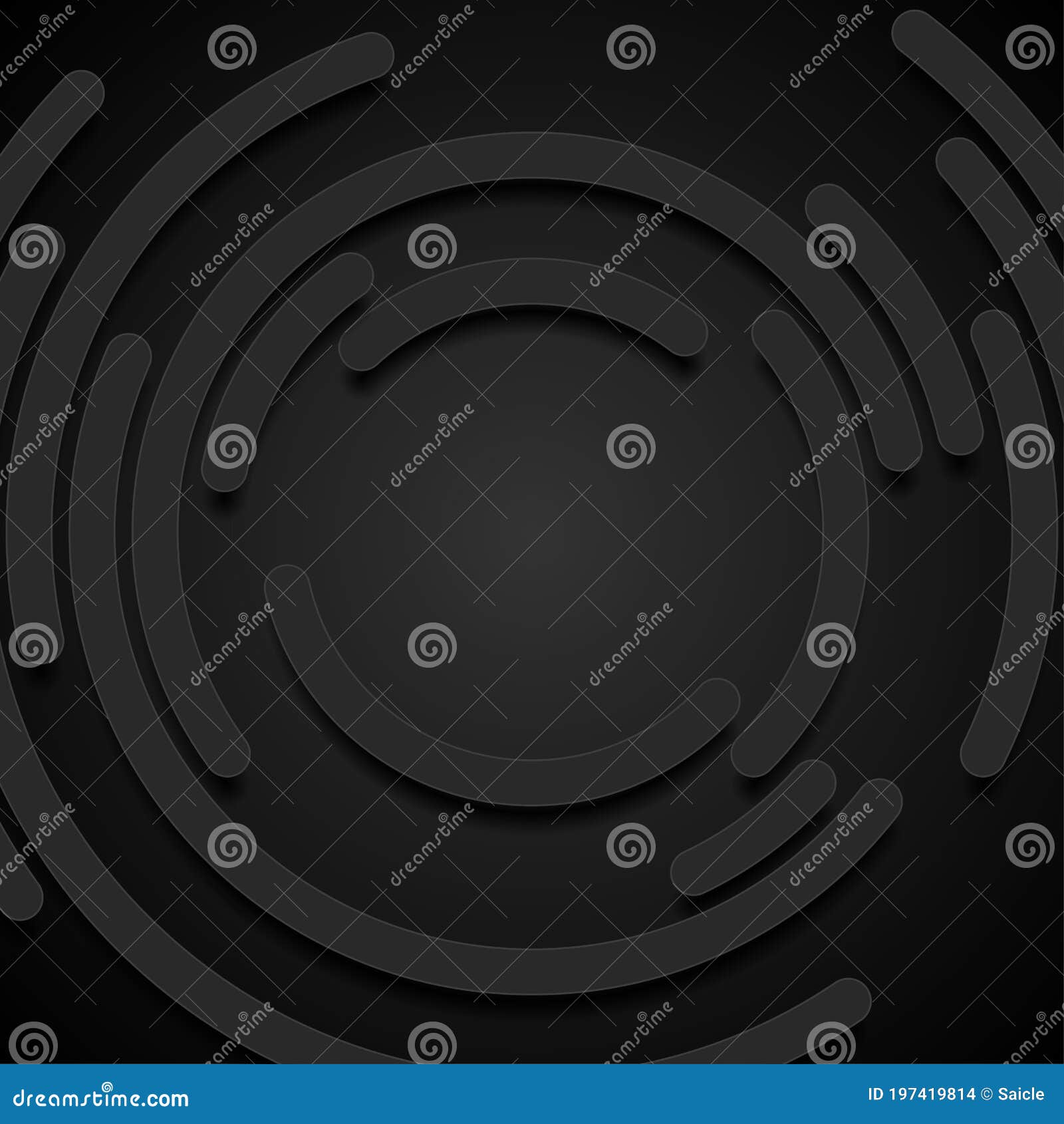 Black Paper Circular Stripes Abstract Tech Background Stock Vector ...