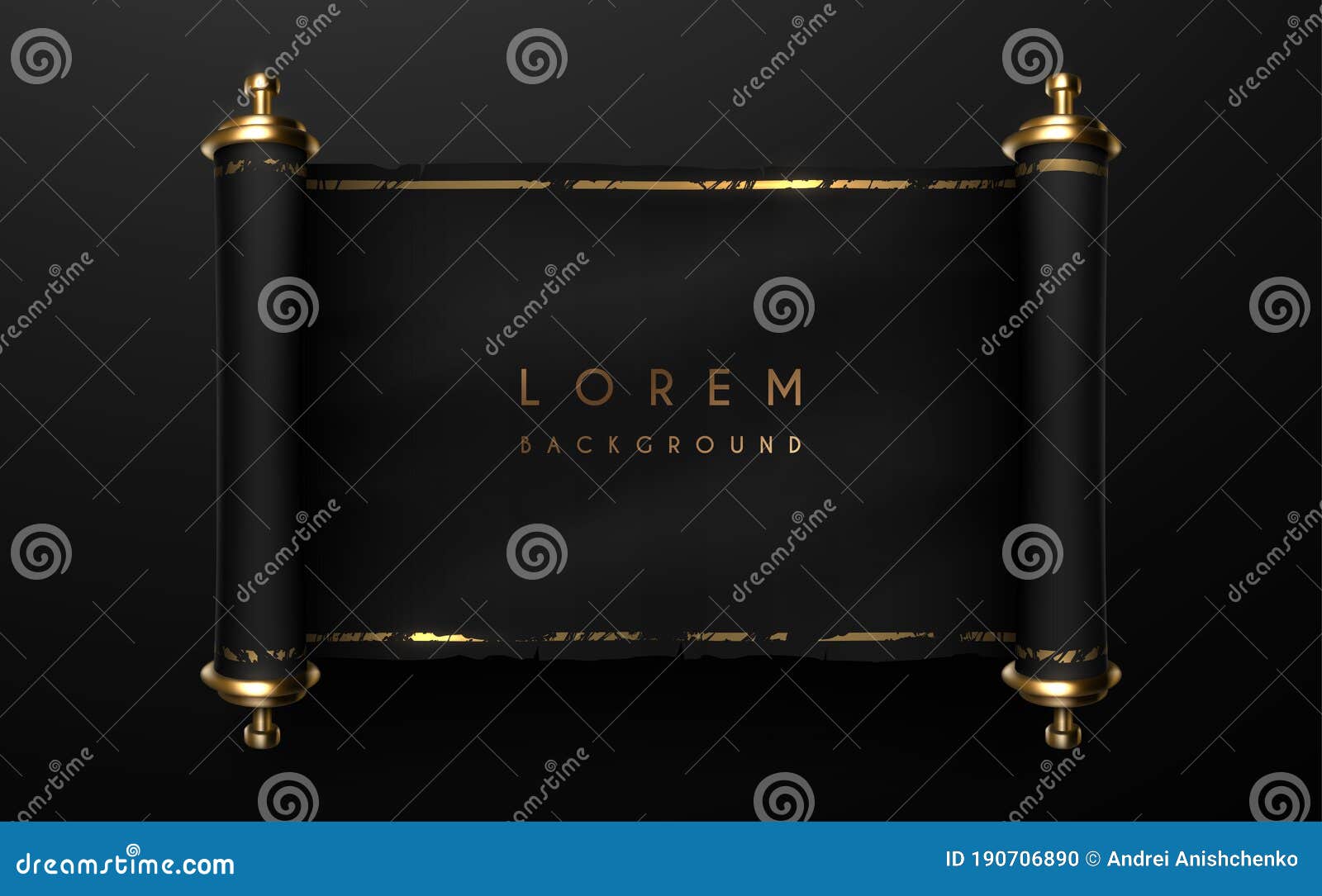 Black Paper Scroll with Gold Lines Stock Vector - Illustration of ...