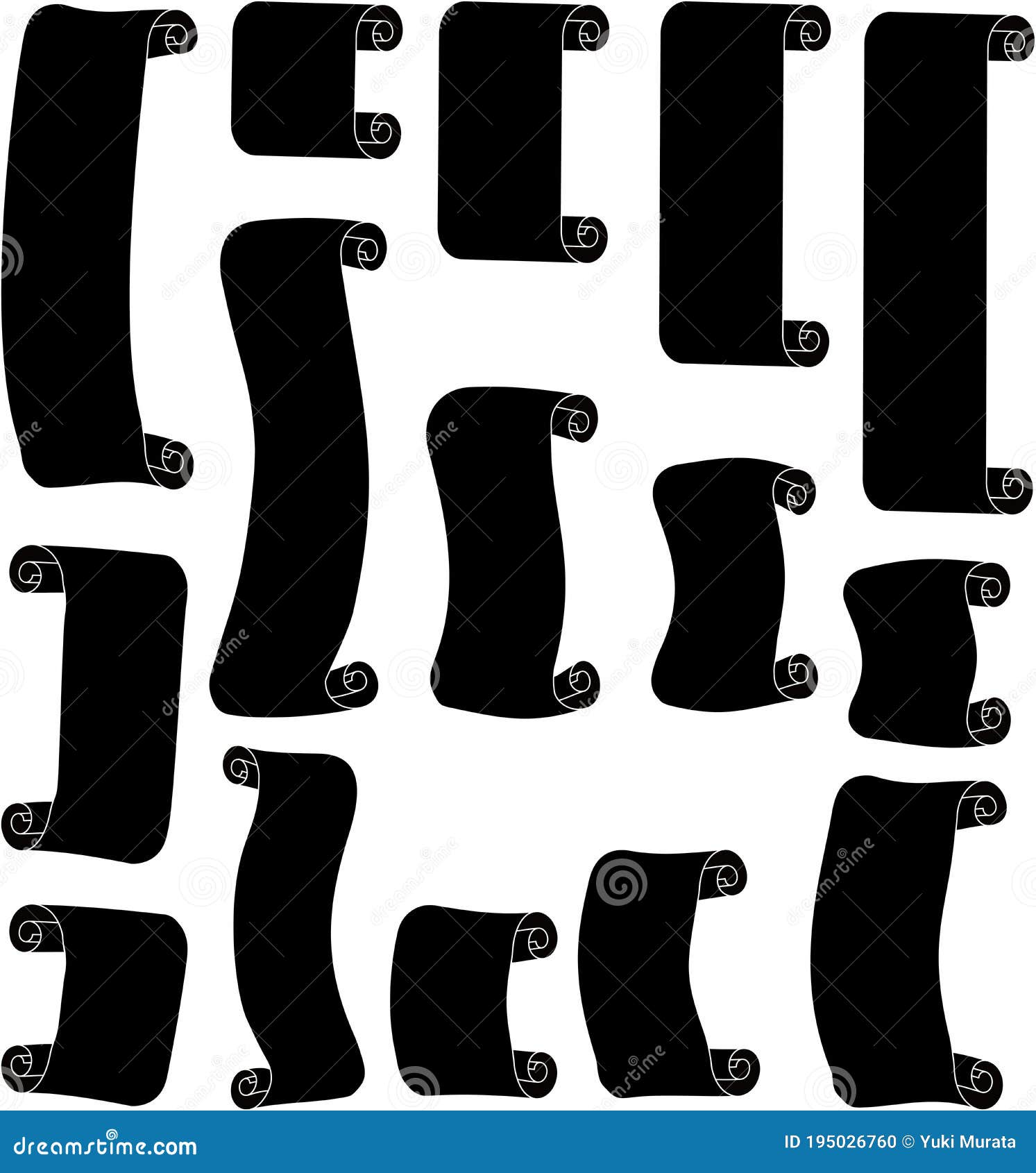 Black Paper scroll set stock vector. Illustration of oriental - 195026760