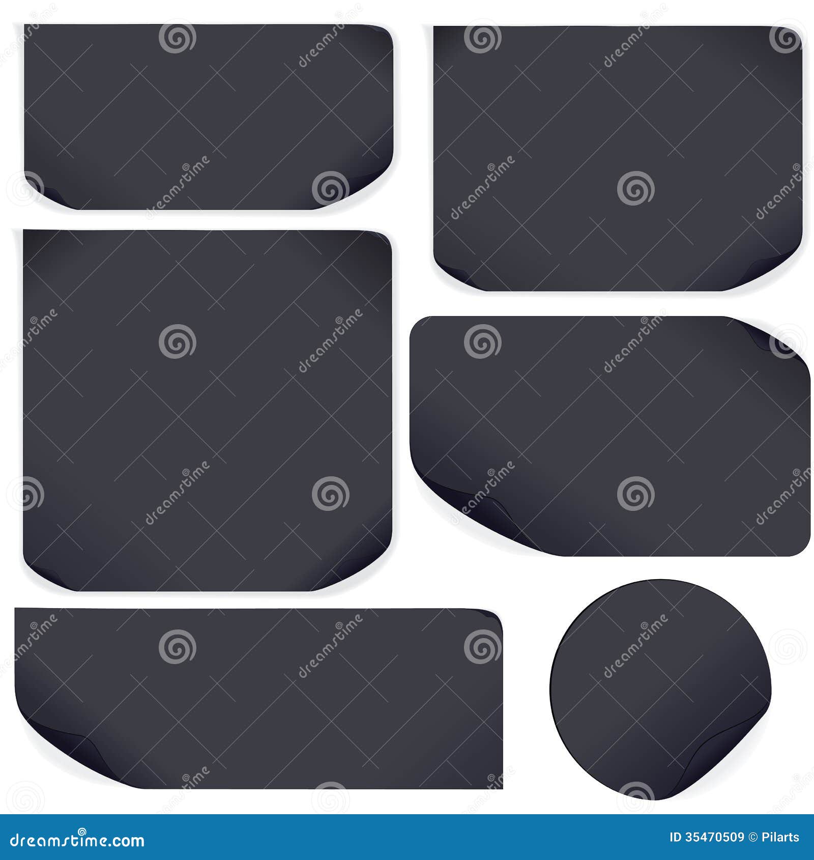Black Paper Stickers. Set for Your Text and Design Stock Vector ...