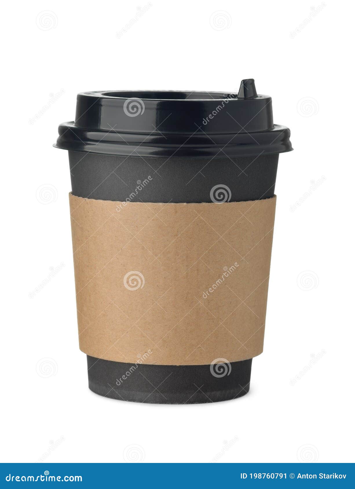 Black Paper Takeaway Coffee Cup with Sleeve and Lid Stock Image - Image ...
