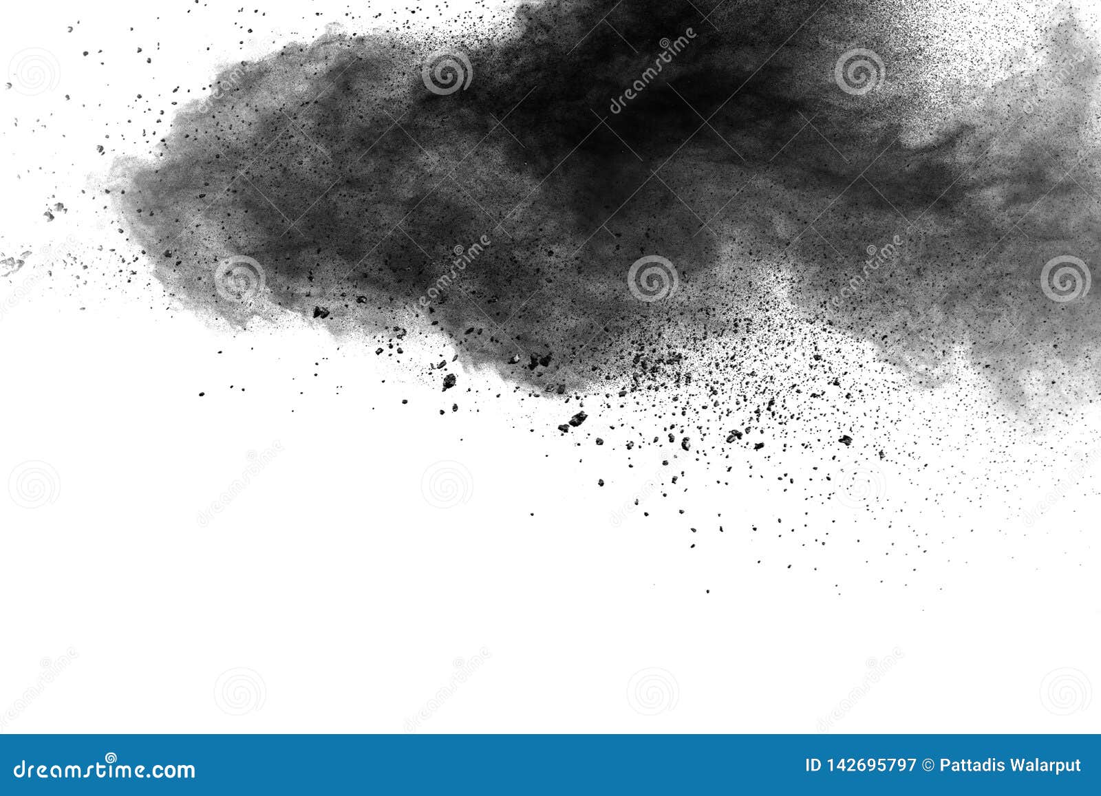 Black Particles Splatter on White Background. Black Powder Dust Burst ...