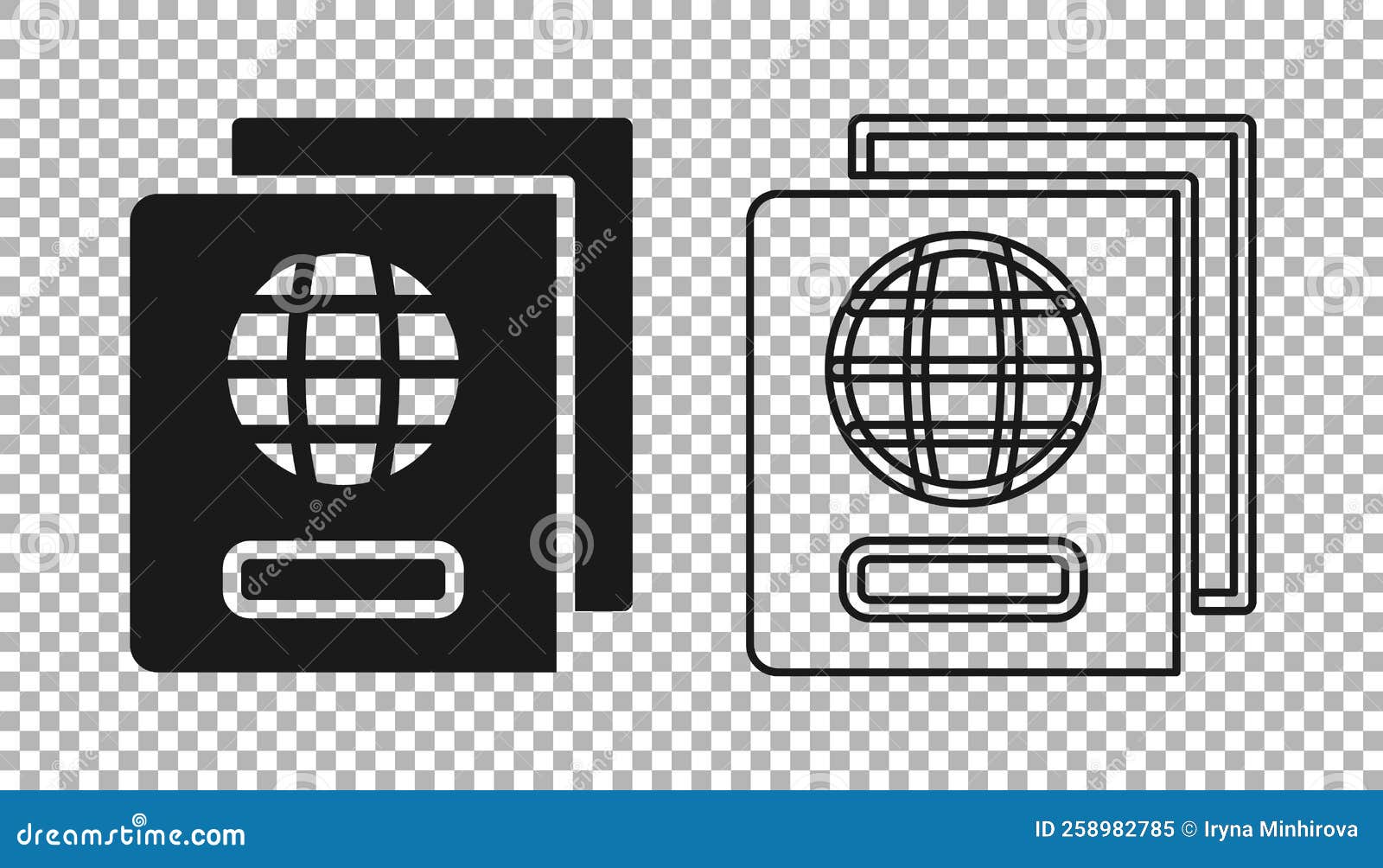 Black Passport with Biometric Data Icon Isolated on Transparent ...