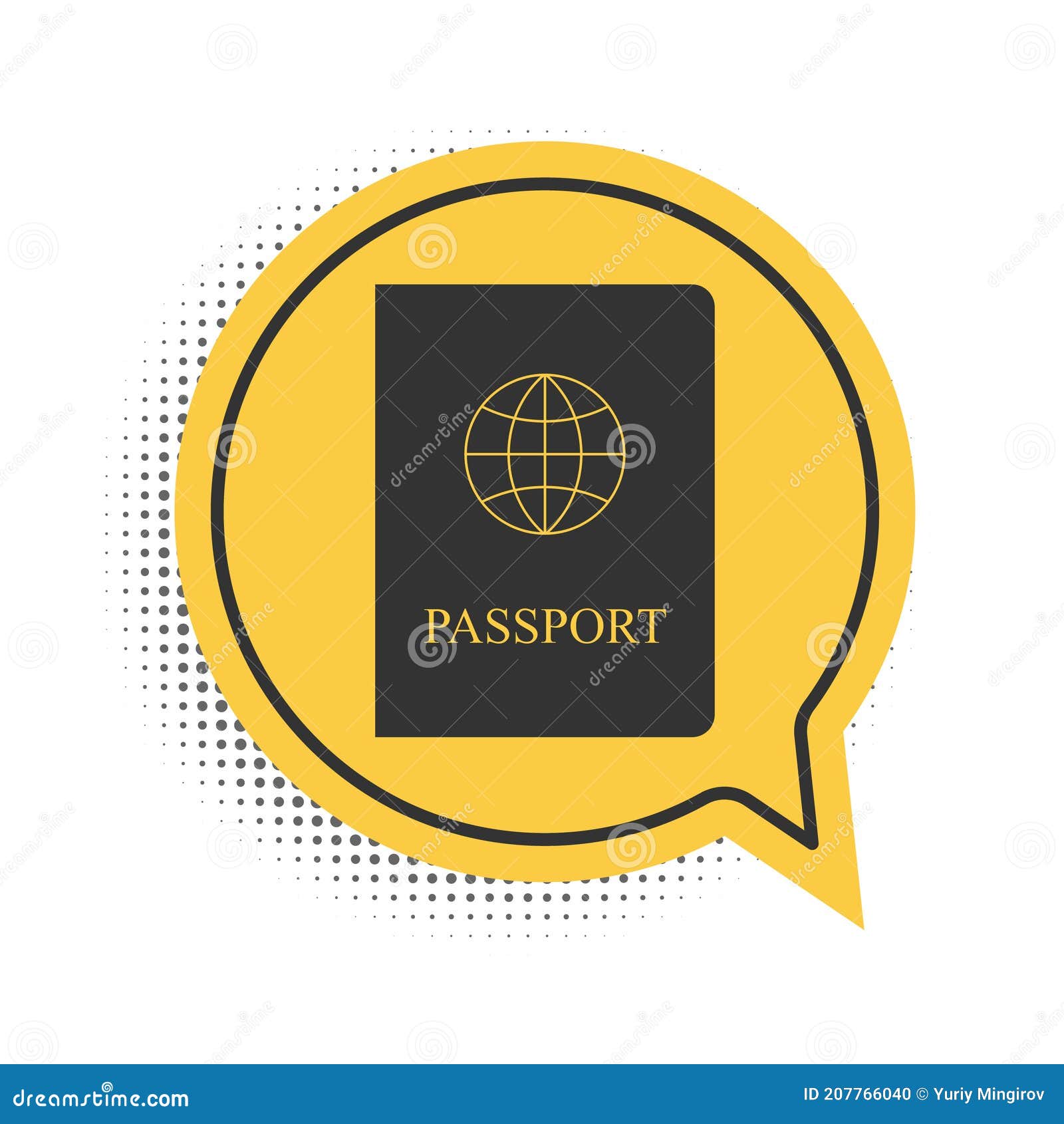 Black Passport With Biometric Data Icon Isolated On White Background