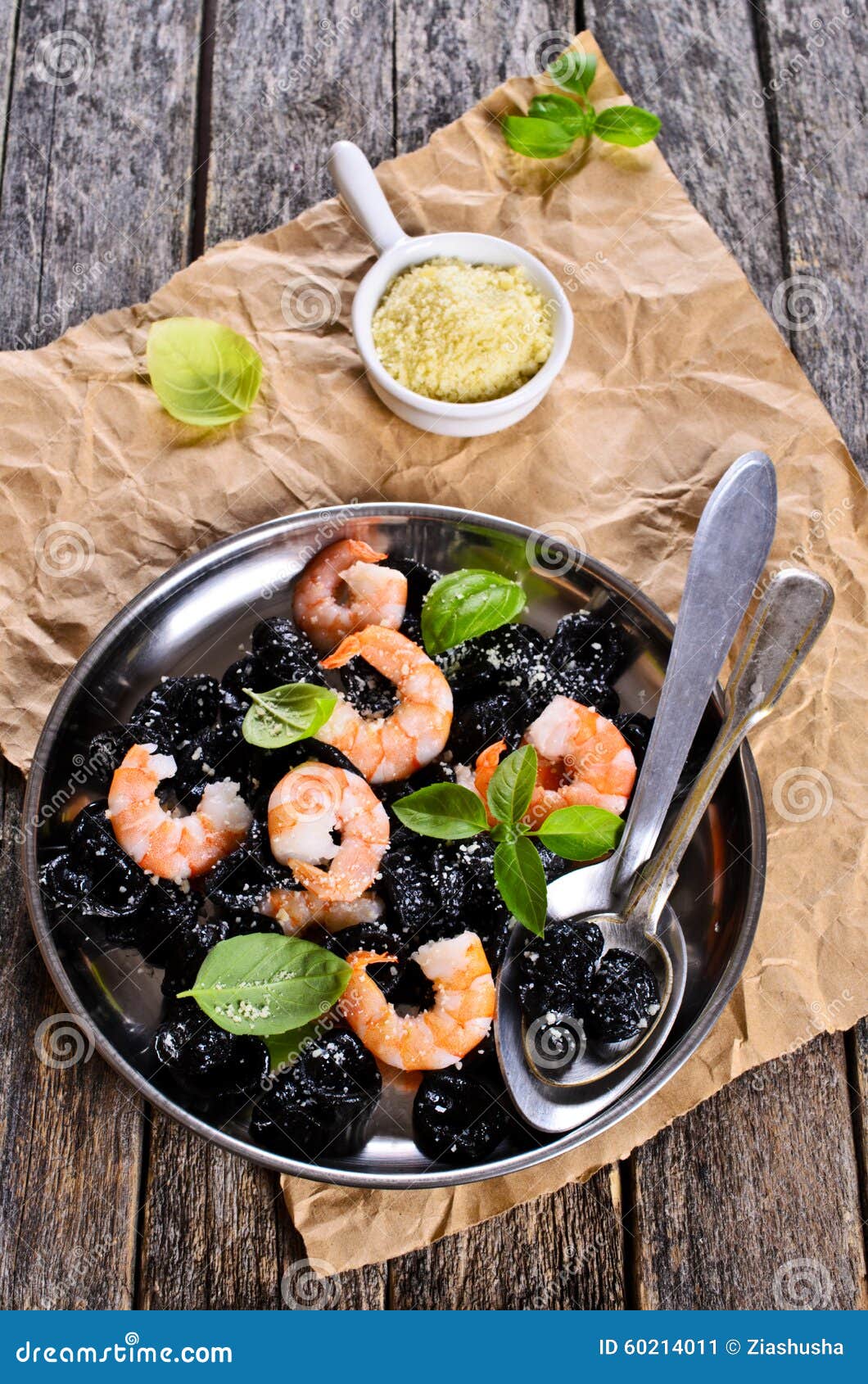 Black pasta stock image. Image of dish, herb, cooked - 60214011