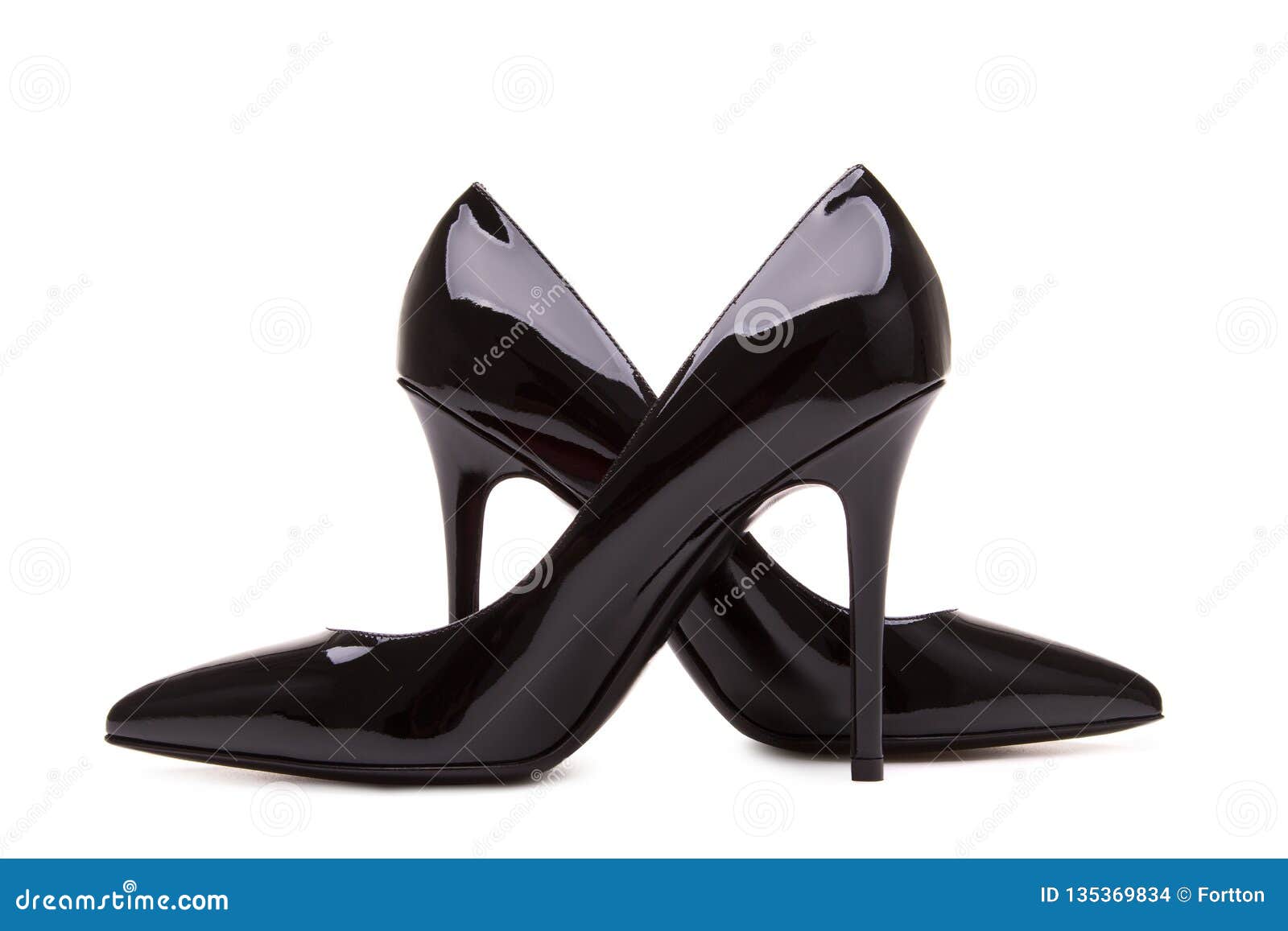 Black Patent Leather Shoes with a Sharp Toe Stock Photo - Image of ...