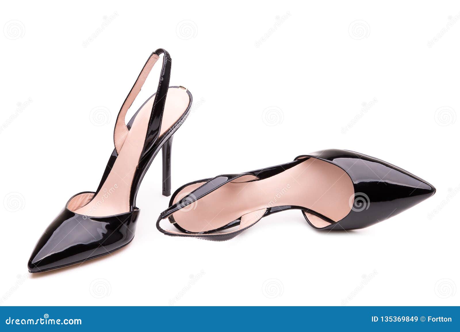 Black Patent Leather Shoes with a Sharp Toe Stock Image - Image of ...