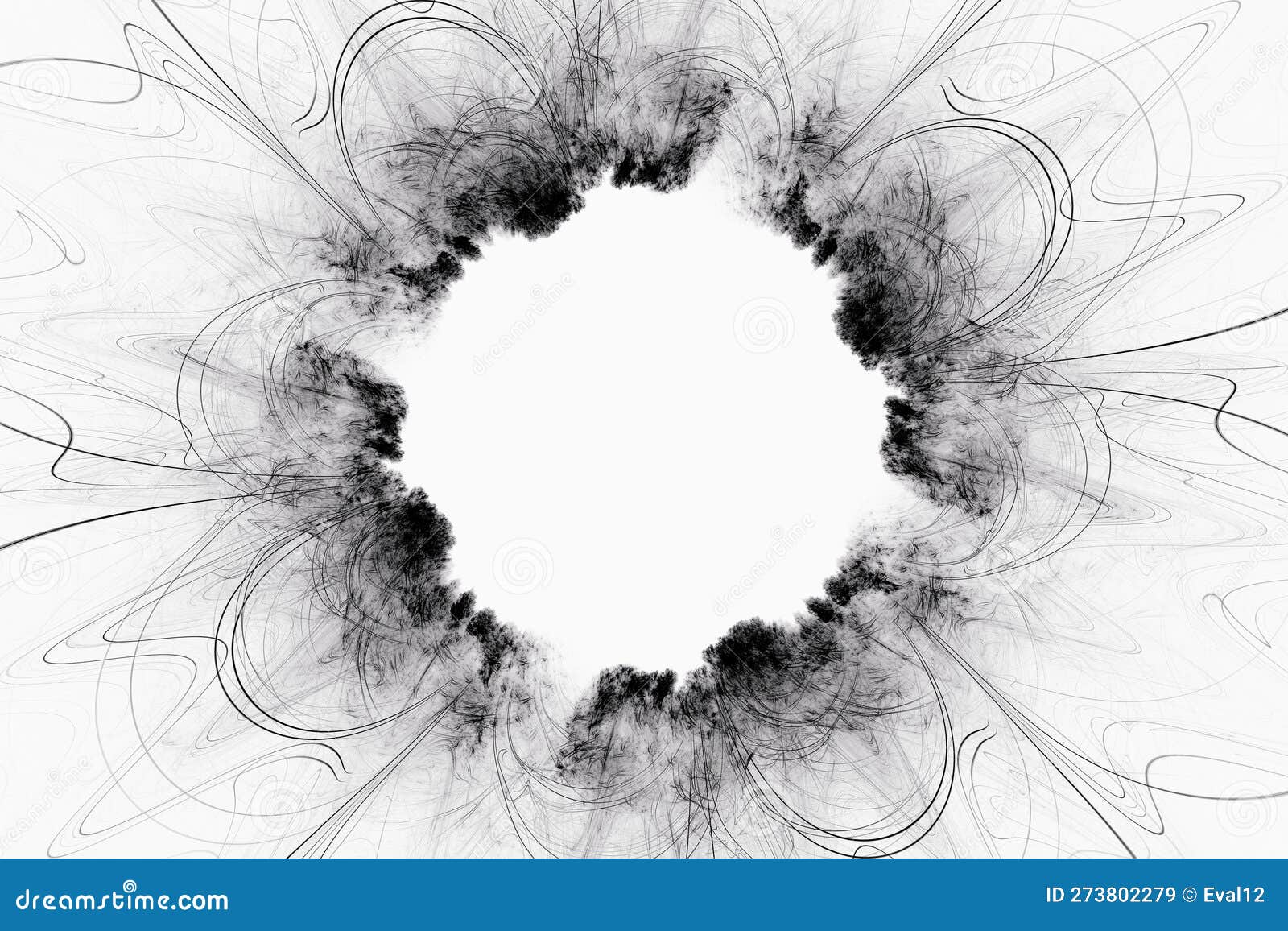 Black Pattern of Crooked Threads and Waves with a Hole on a White ...