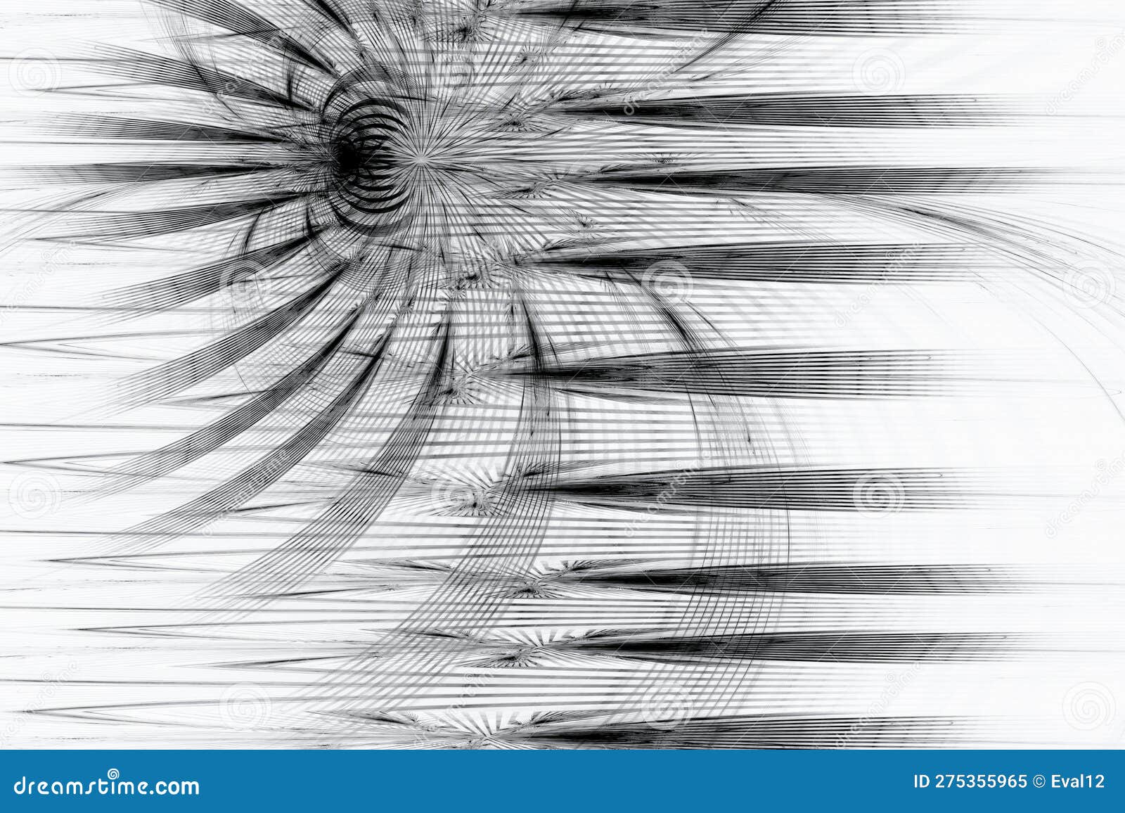 Black Pattern of Curved Waves and Rays on a White Background. Stock ...