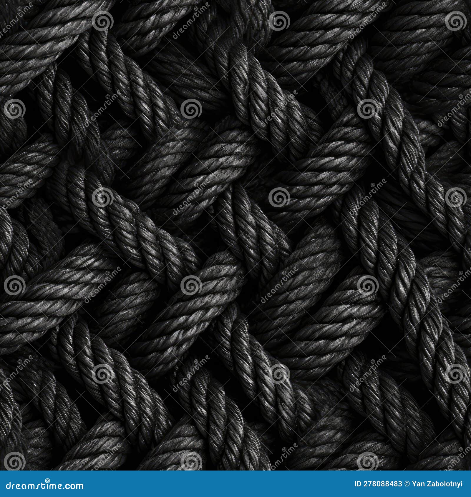 Black Pattern of Ropes Close Up Very Detailed Tile Seamless Background ...
