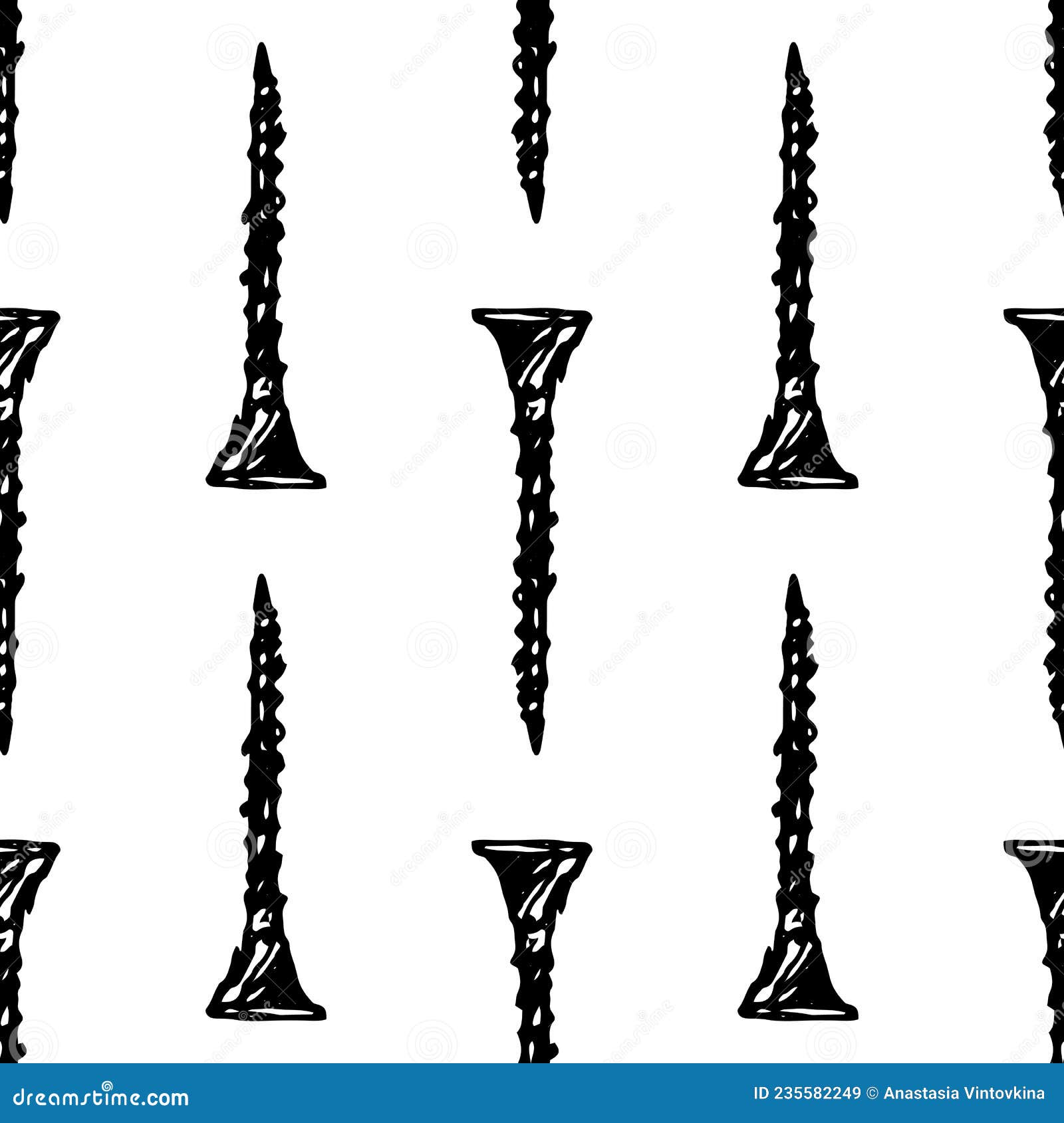 Seamless Pattern of Self-tapping Screw, .a Self-tapping Drawn by Hand ...