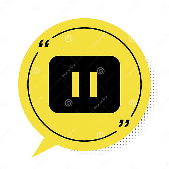 Black Pause Button Icon Isolated on White Background. Yellow Speech ...
