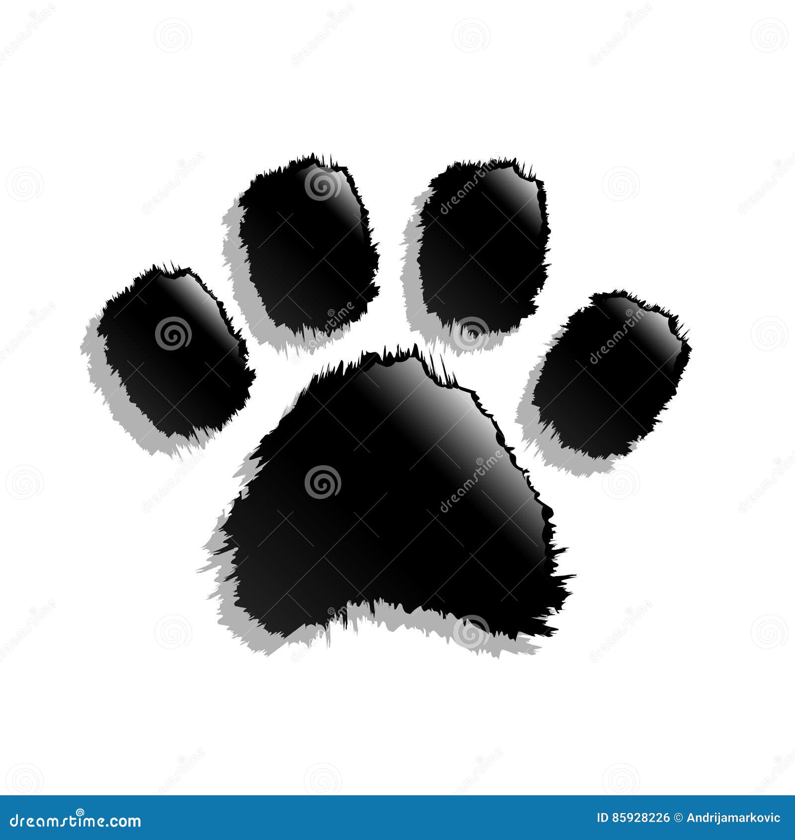 Black paw print stock vector. Illustration of track, mammal - 85928226