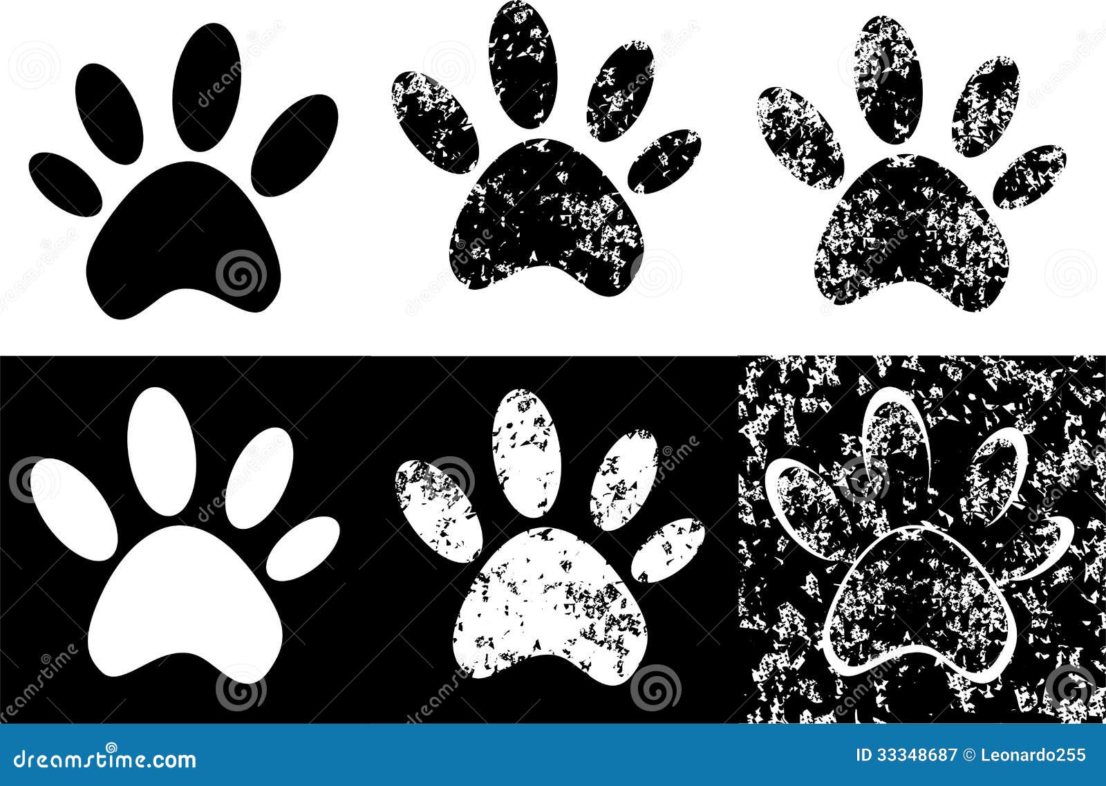 Black Paw Print Cartoon Vector | CartoonDealer.com #33348687