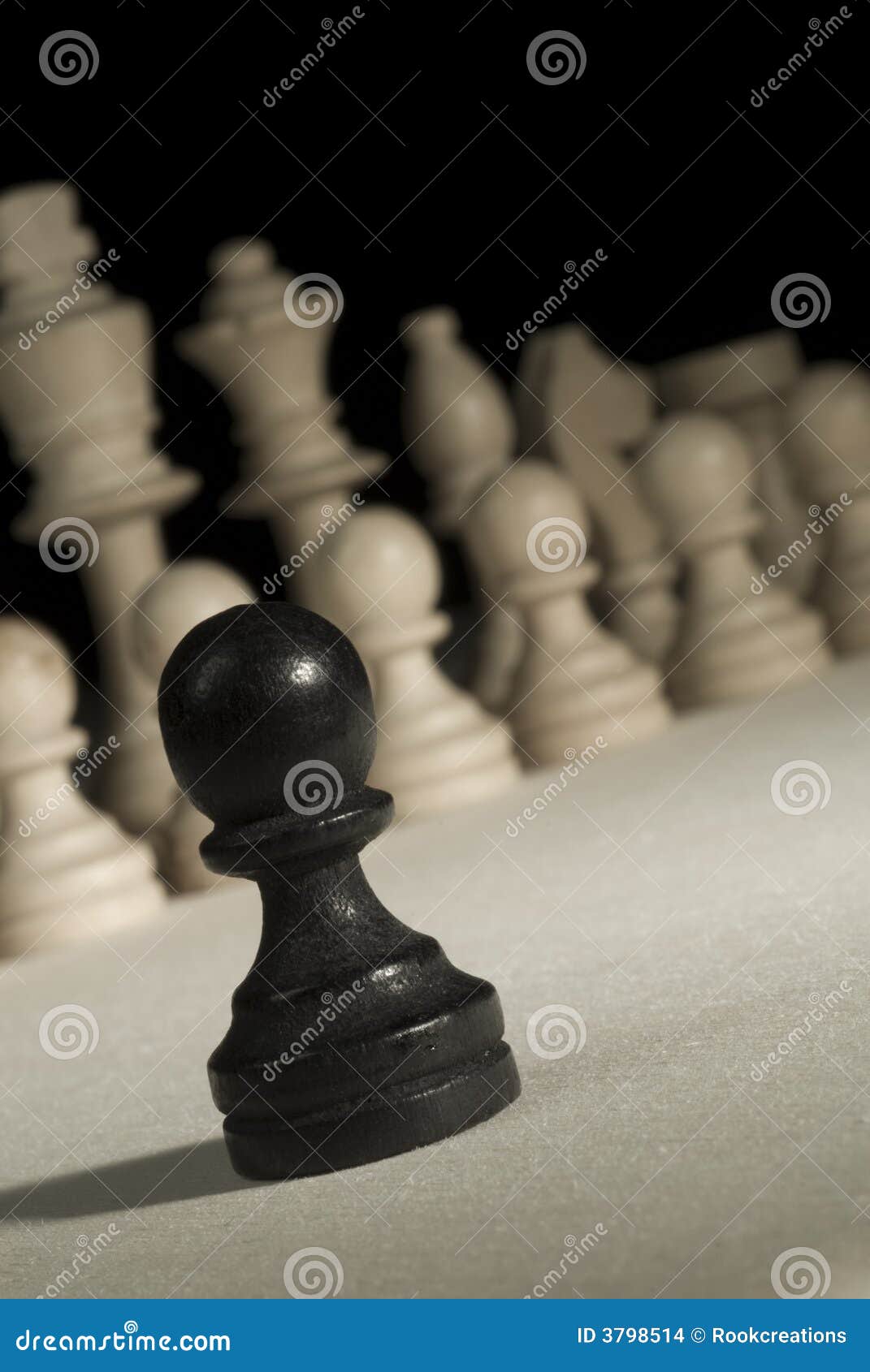 Black Pawn Standing Between Chess Piece - Top View Royalty-Free Stock ...