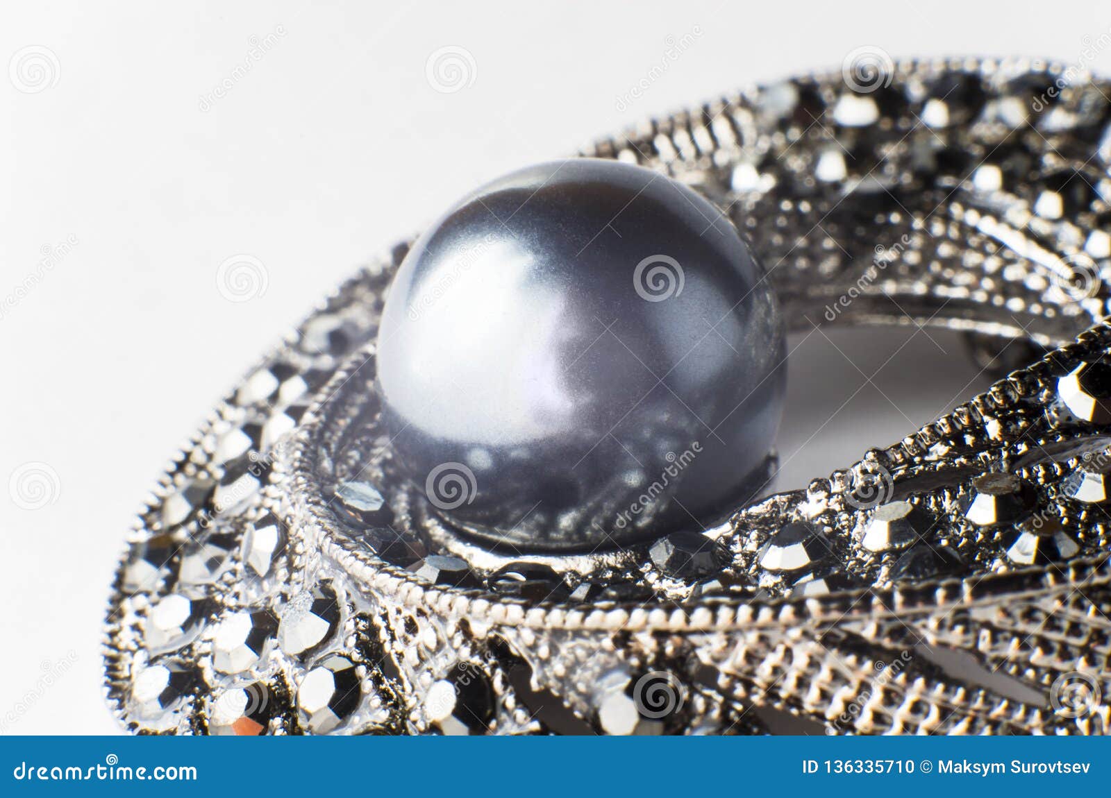 Black Pearl Brooch stock photo. Image of accessory, luxury - 136335710